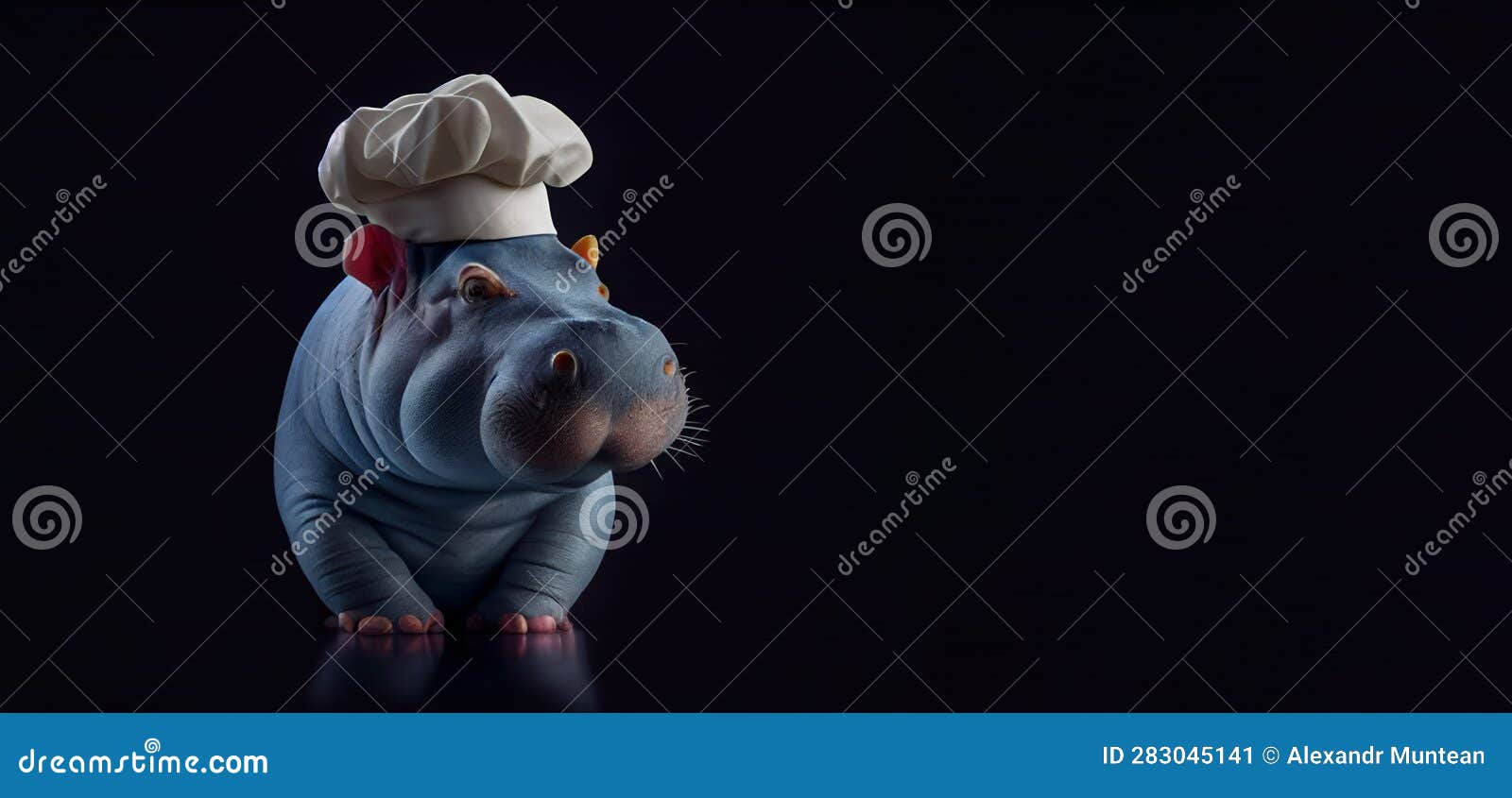 Cartoon Hippo in Chef S Hat, Panoramic Layout. Stock Illustration ...