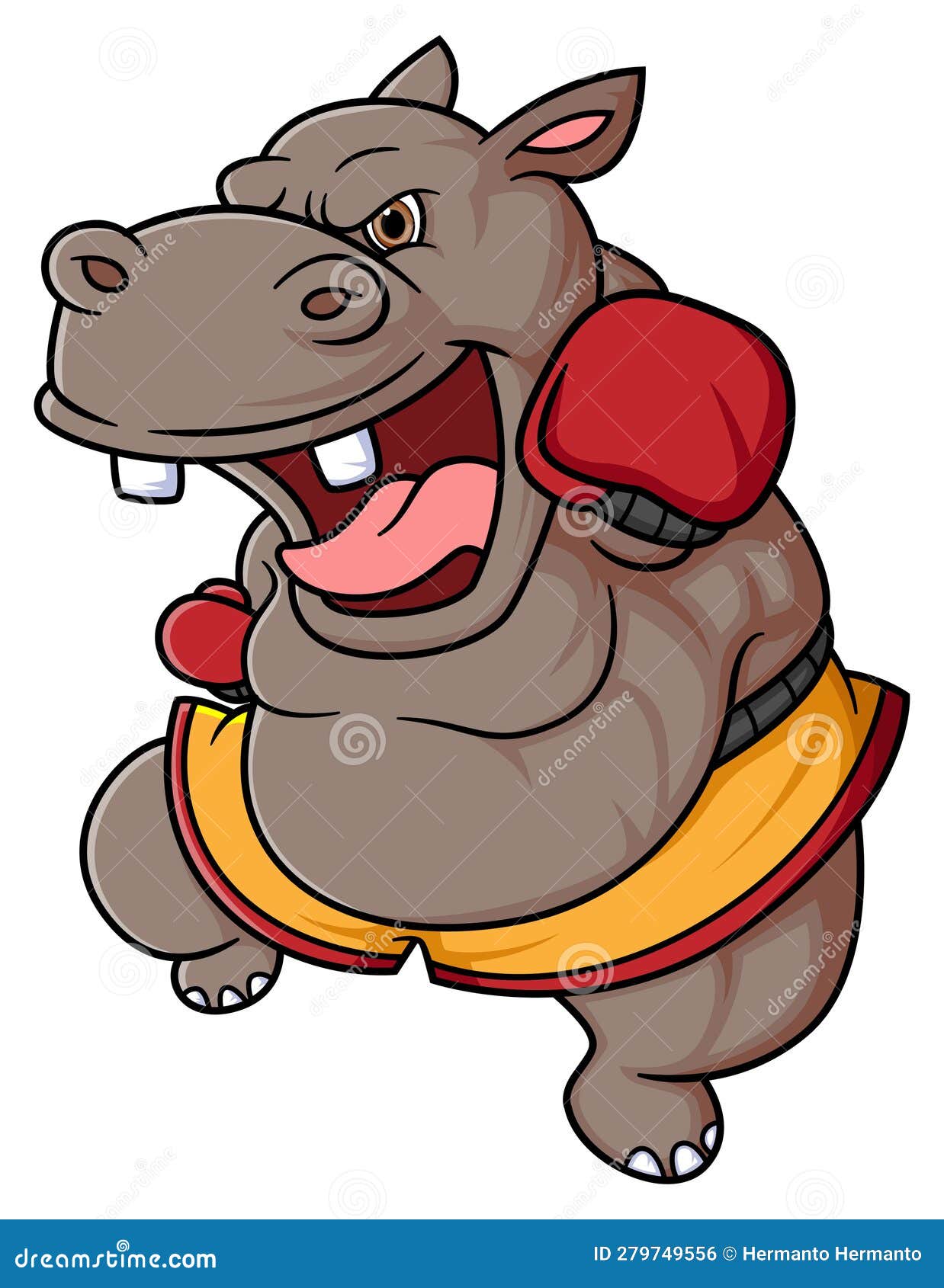 Hippo Boxing Esport Mascot Logo Design Cartoon Vector | CartoonDealer ...