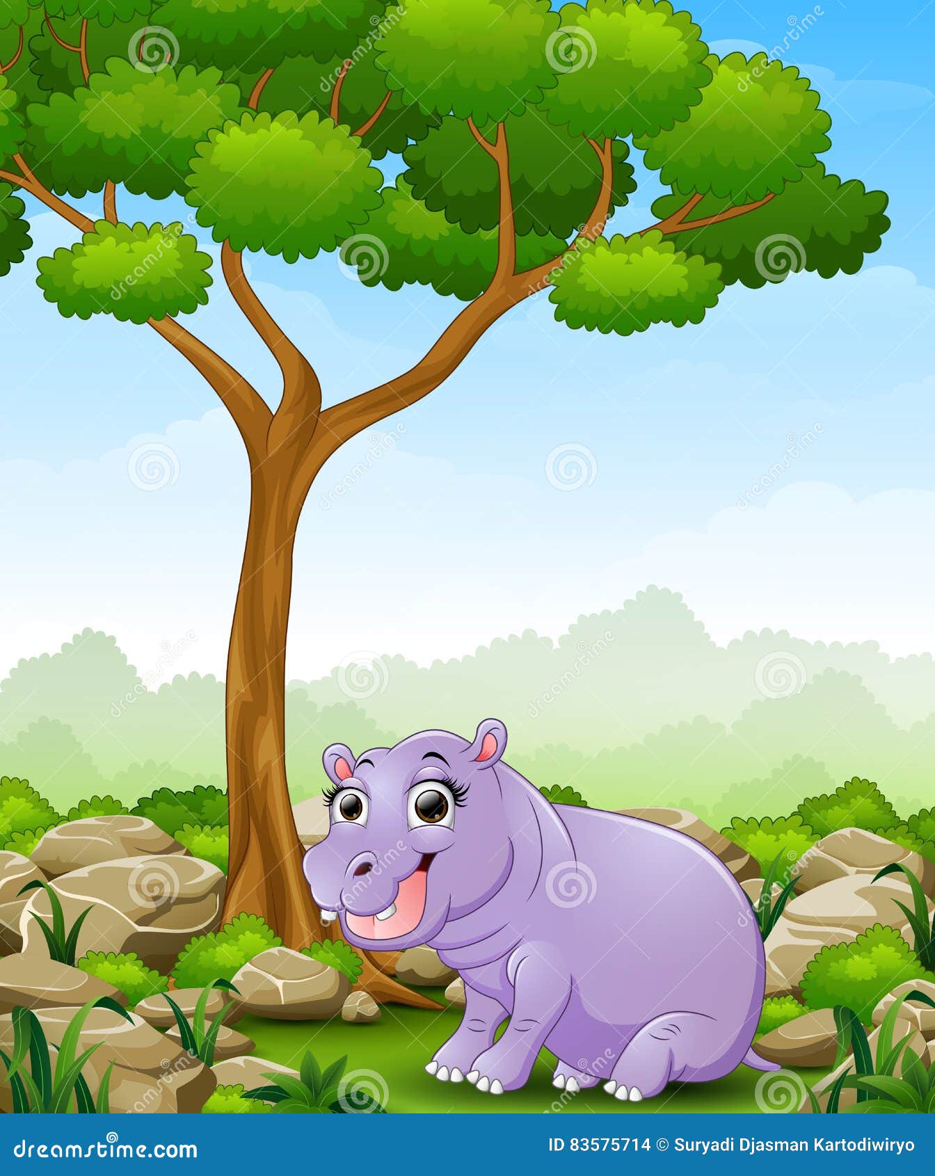 Two Cartoon Hippos With Big Blank Sign. Stock Image | CartoonDealer.com ...