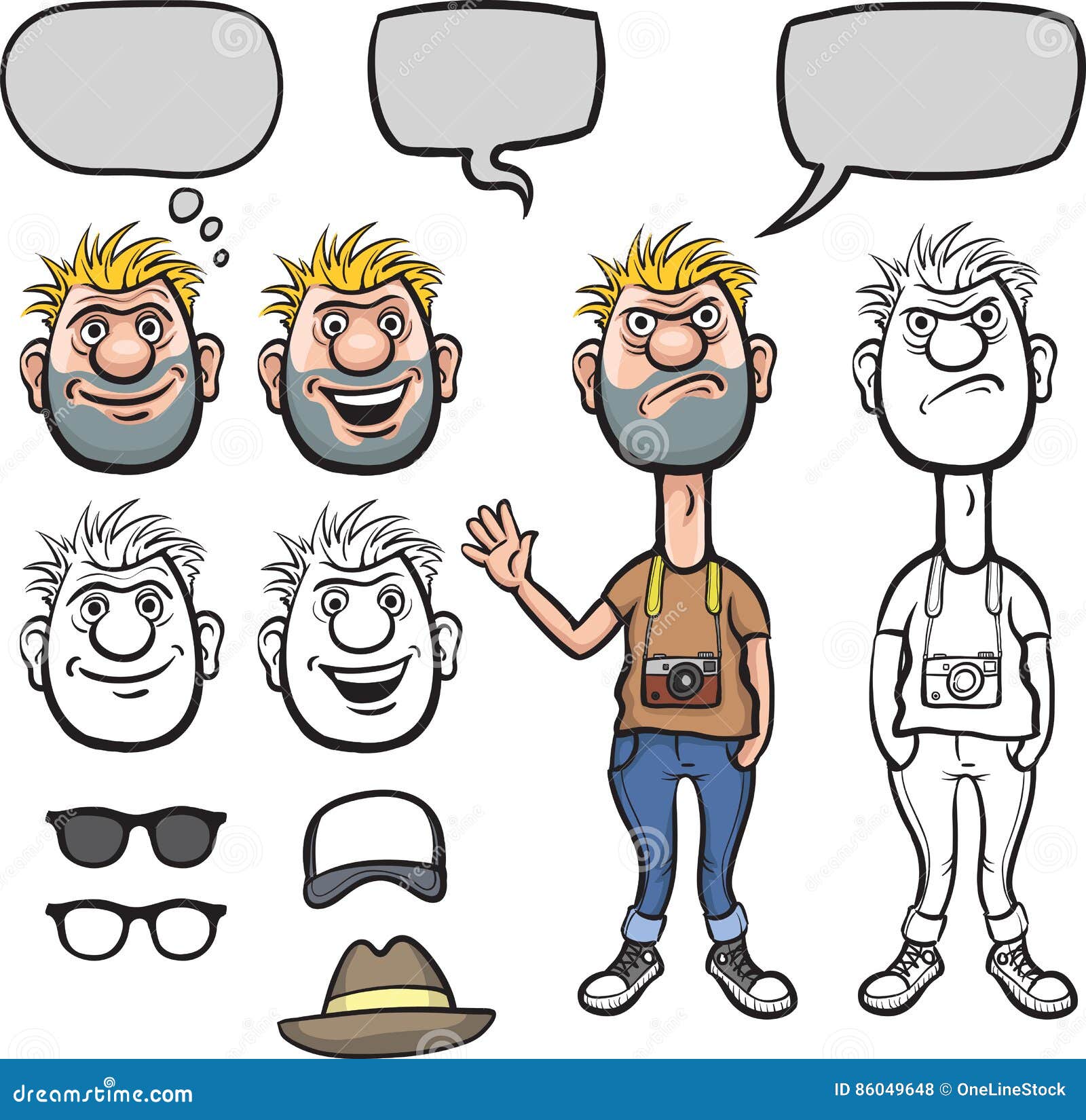 Cartoon Hipster Character Kit Stock Vector - Illustration of bubble ...