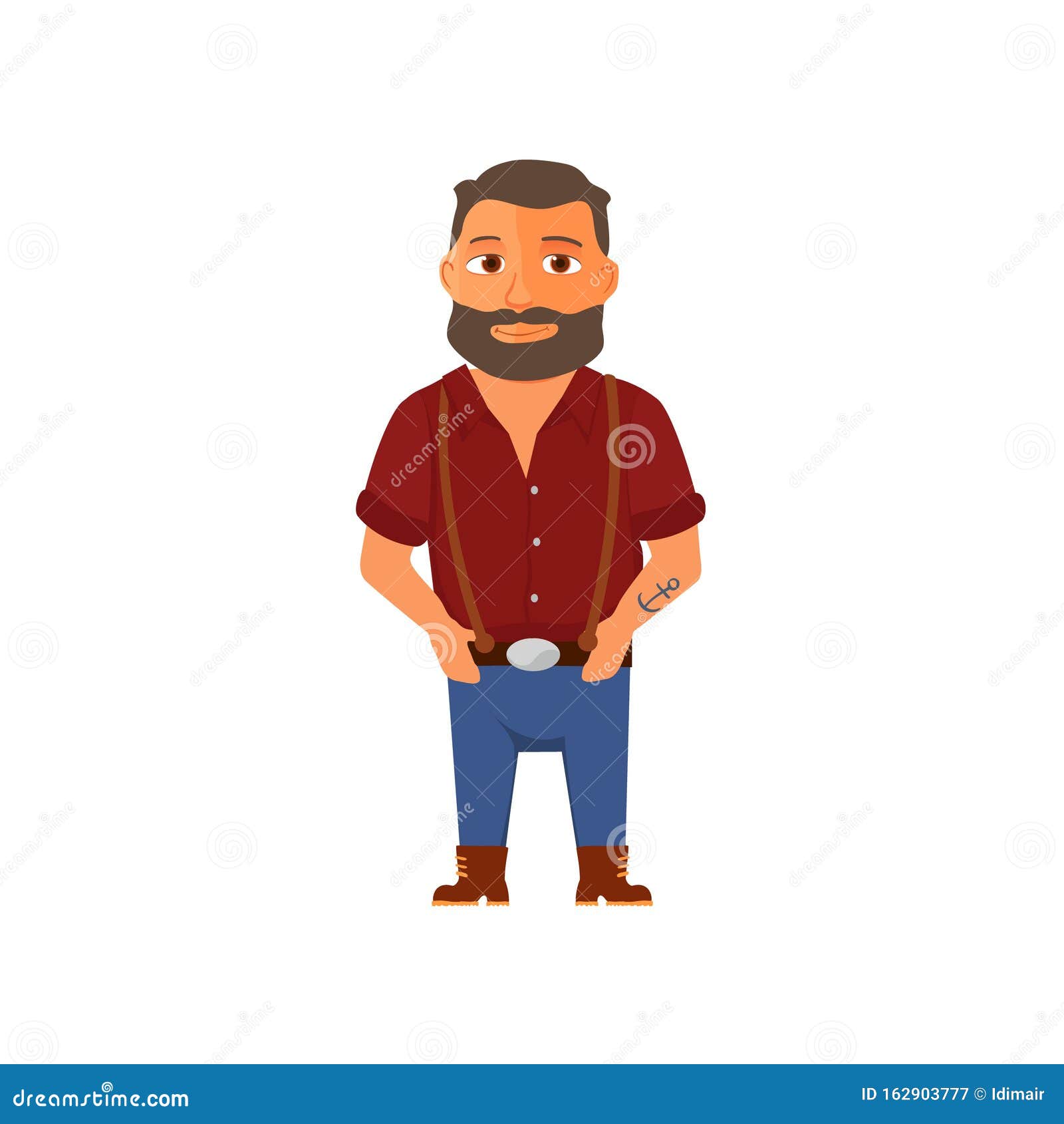 Cartoon-Hipster-Charakter Mit Bart Vector Vektor Abbildung ...