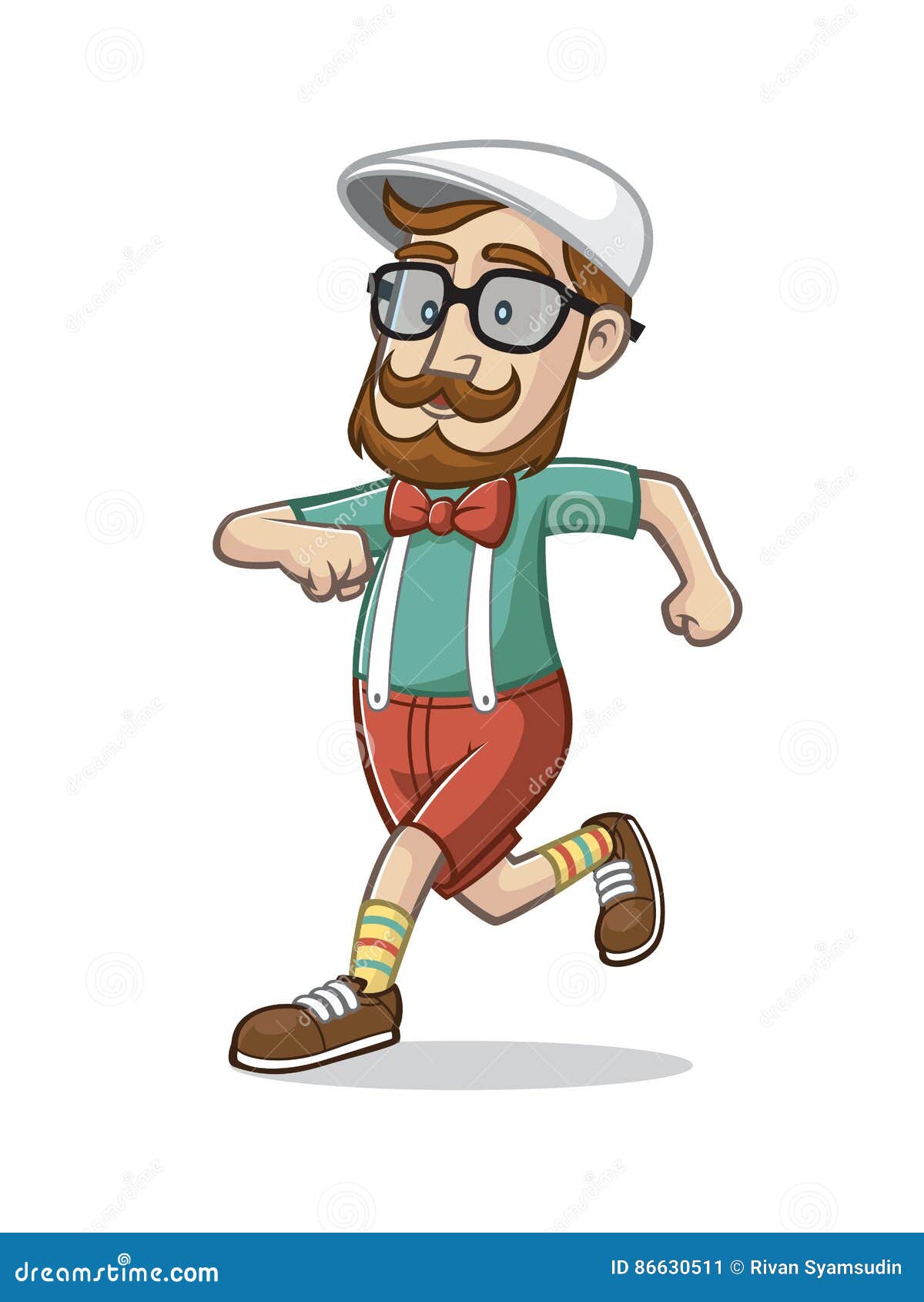 Cartoon Hipster Fun Run stock vector. Illustration of human - 86630511