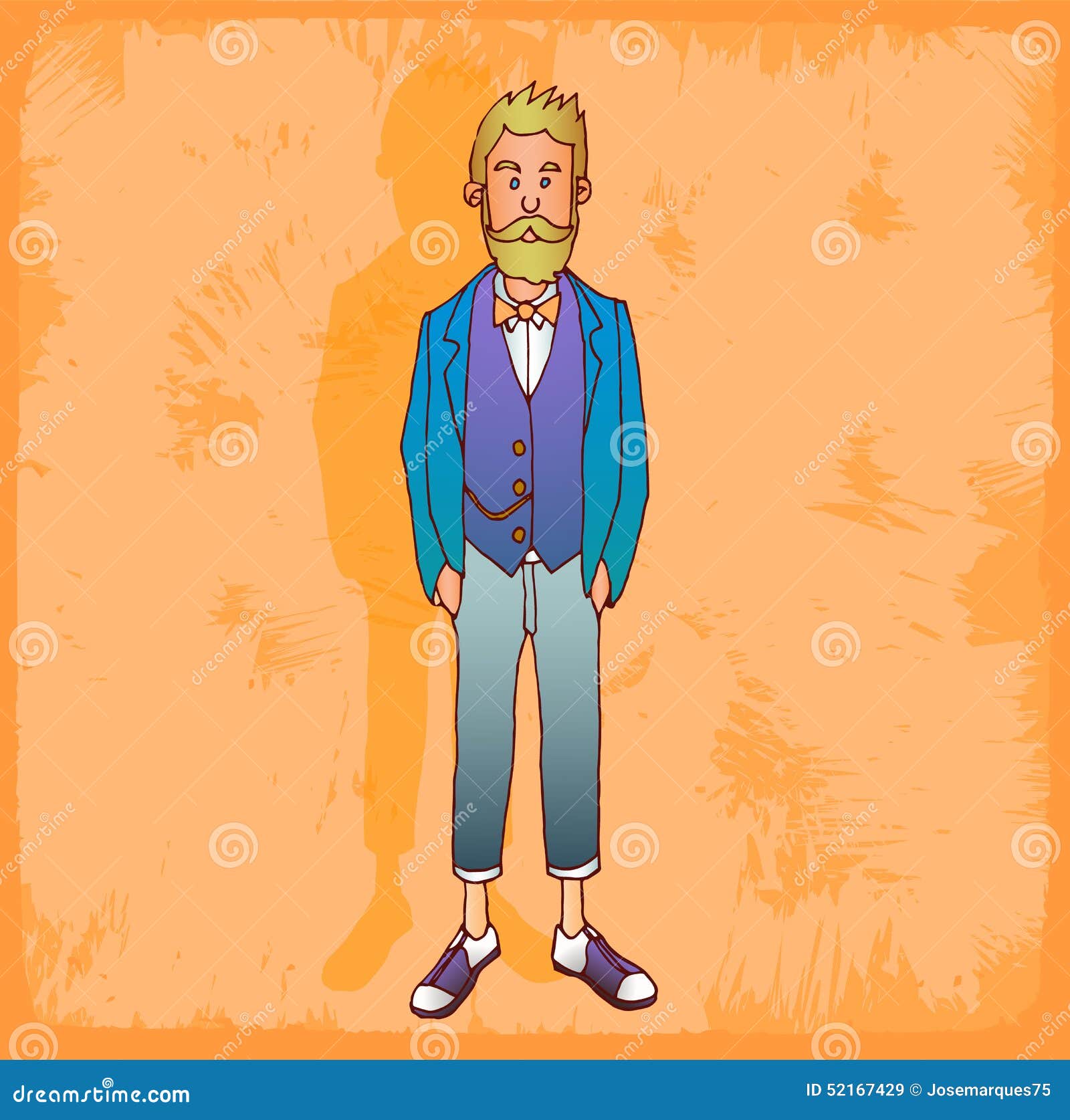 Cartoon Hipster Illustration , Vector Icon. Stock Vector - Illustration ...