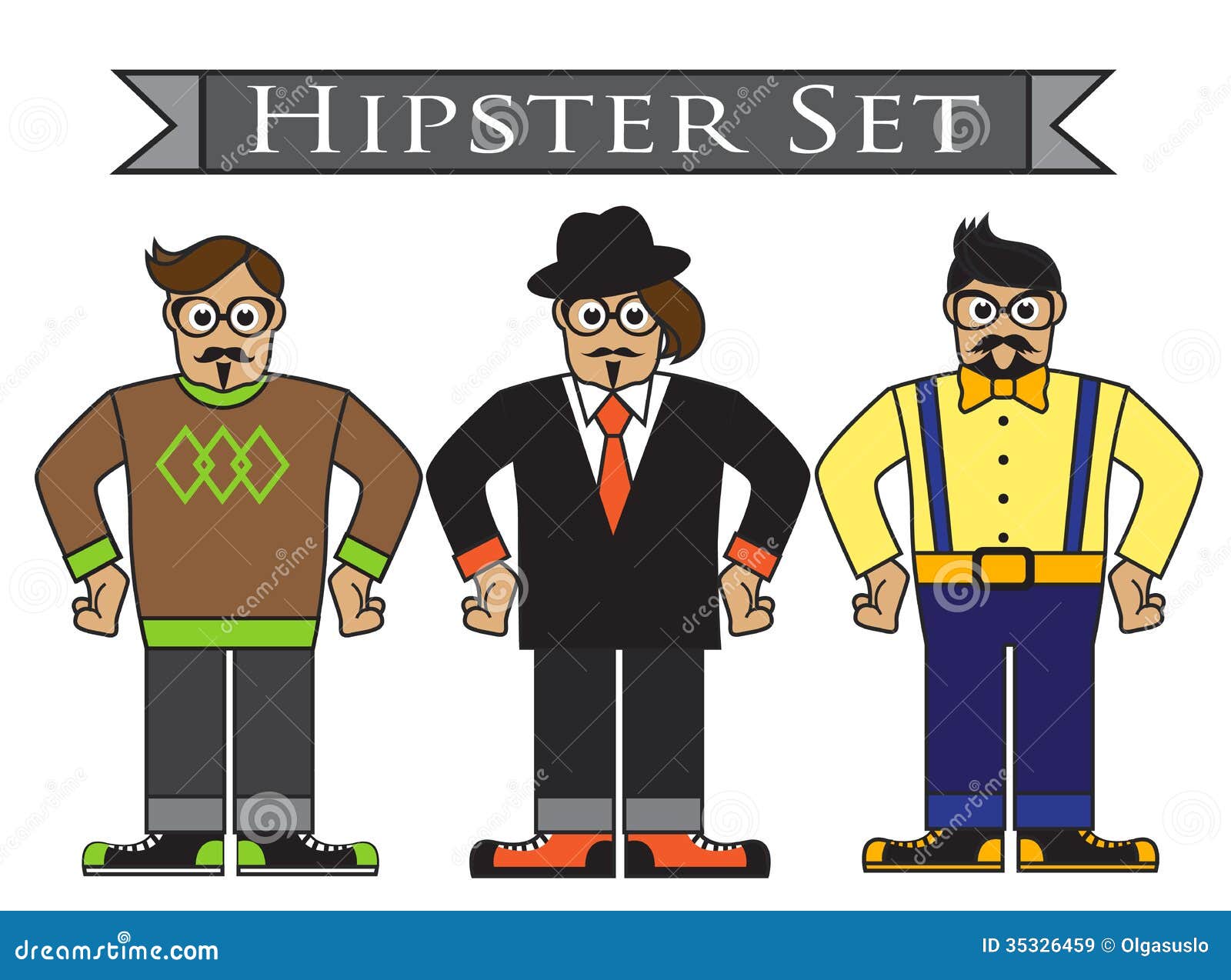 Cartoon Hipsters Bearded Men Guys Avatars With Modern Hairstyles ...