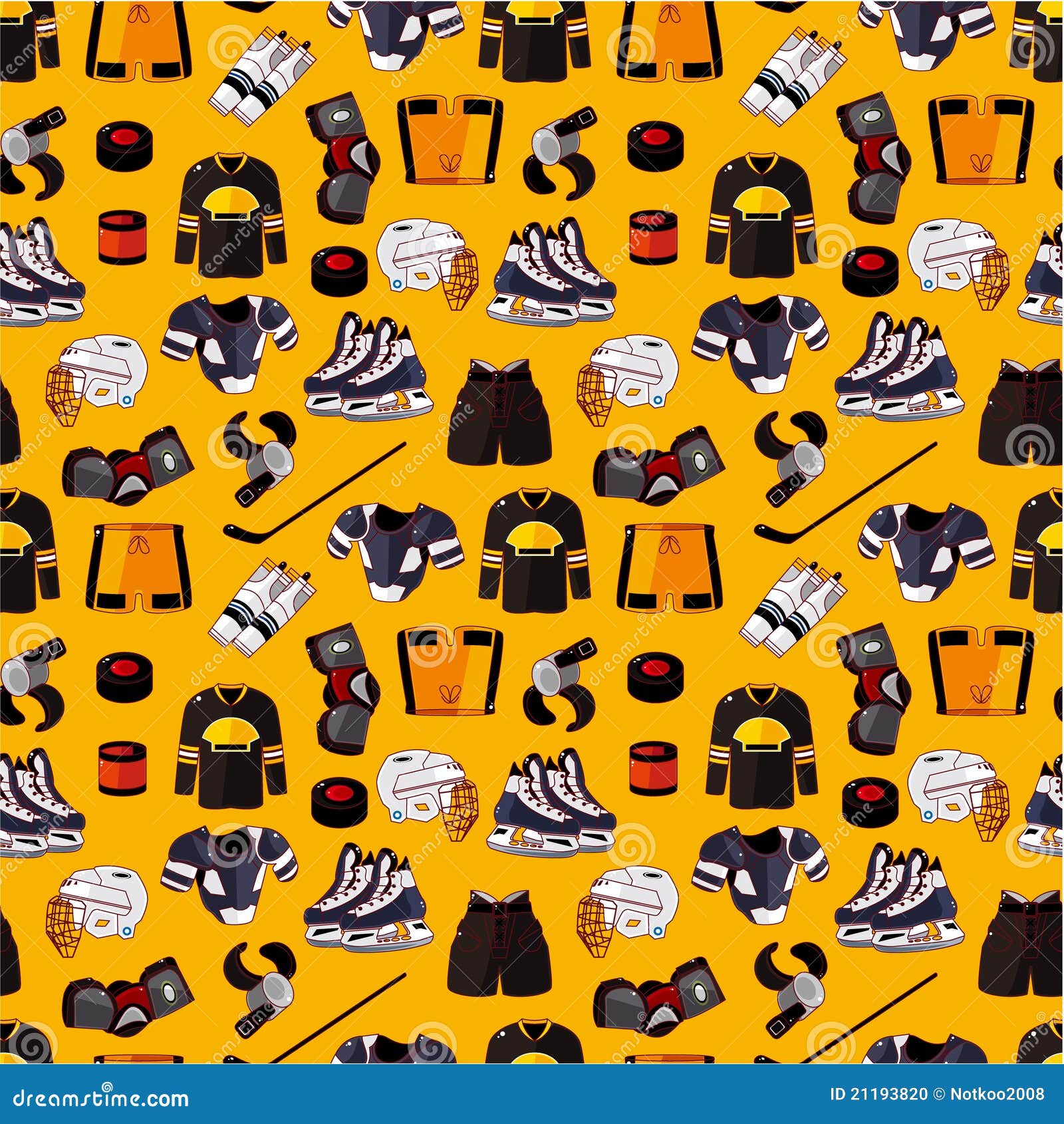 Cartoon Hockey Sport Seamless Pattern Stock Vector - Illustration of ...