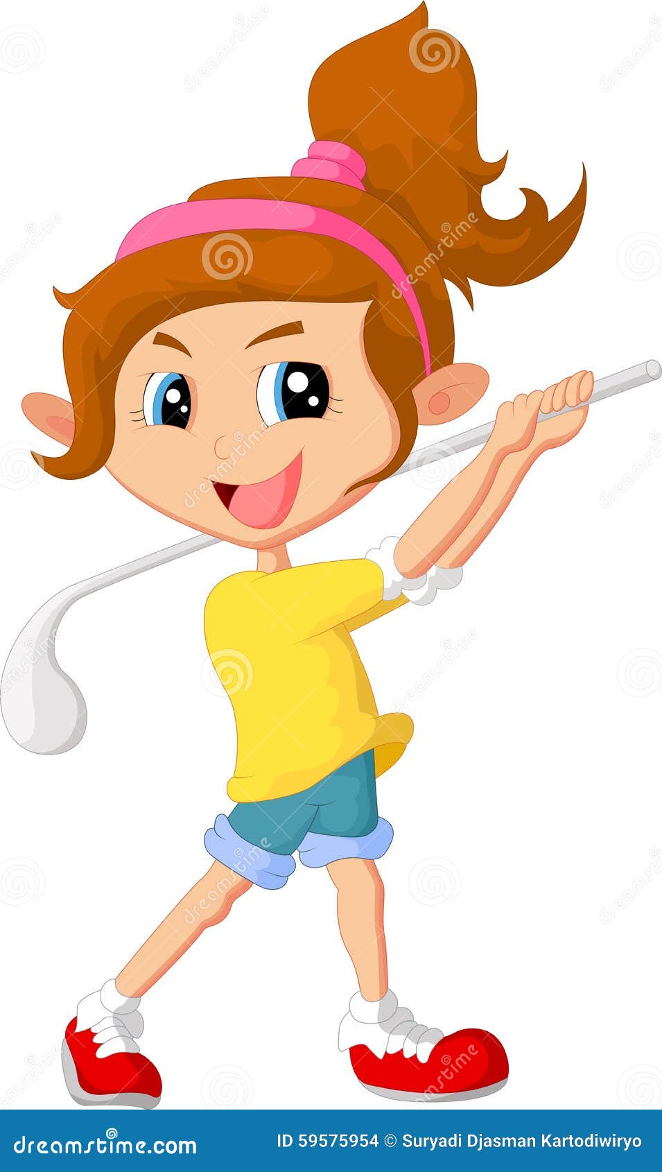 Cartoon holding golf club stock vector. Illustration of comic - 59575954