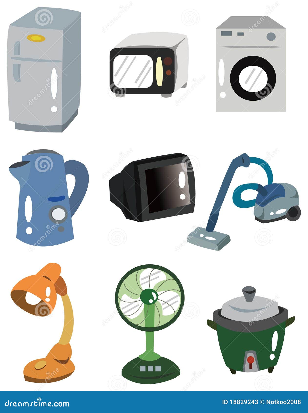 Cartoon Home Appliances Icon Stock Vector - Illustration of house ...