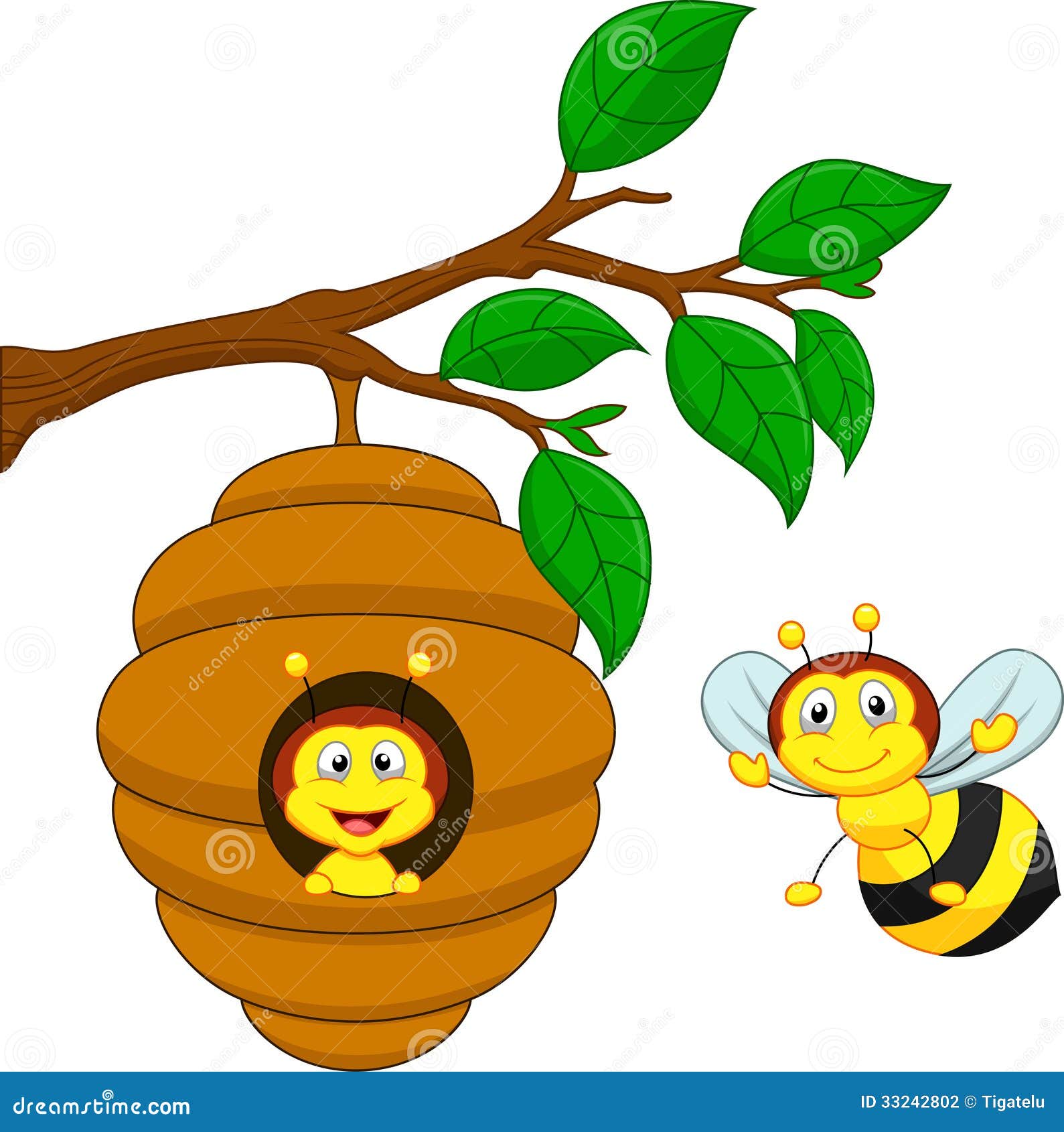 Cartoon a Honey Bee and Comb Stock Vector - Illustration of branch ... Cartoon a Honey Bee and Comb Stock Vector - Illustration of branch ...
