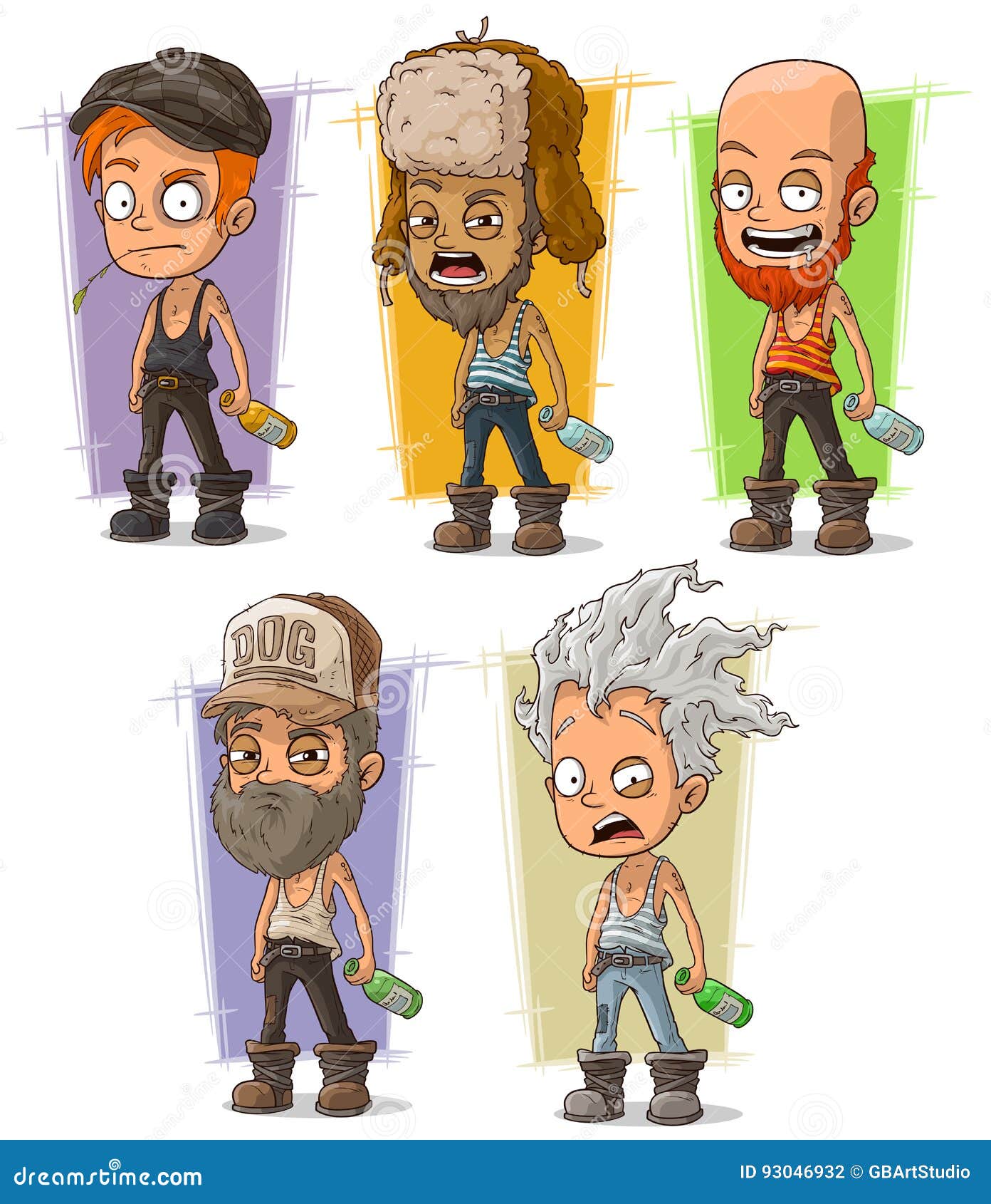 Set Of Hooligans Cartoon Icon Design Template With Various Models ...
