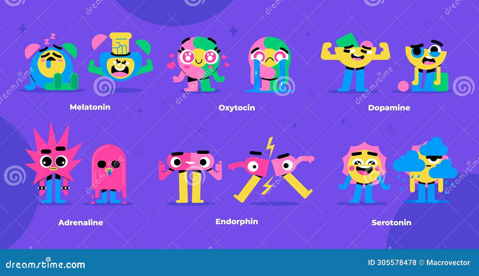 Cartoon Hormones Characters in Flat Design Stock Illustration ...