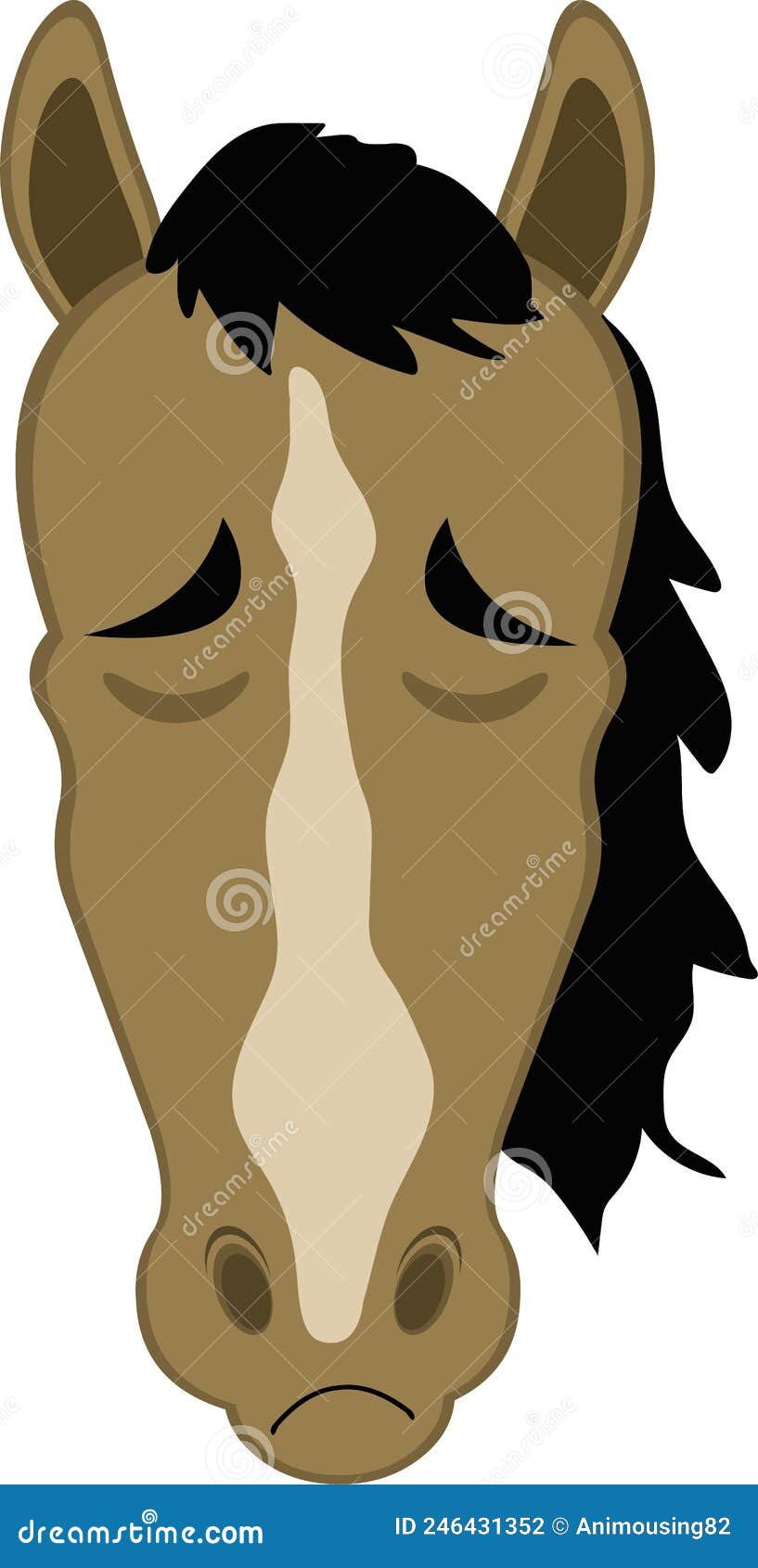 Cartoon Horse Face Sad and Lament Expression Stock Vector ...