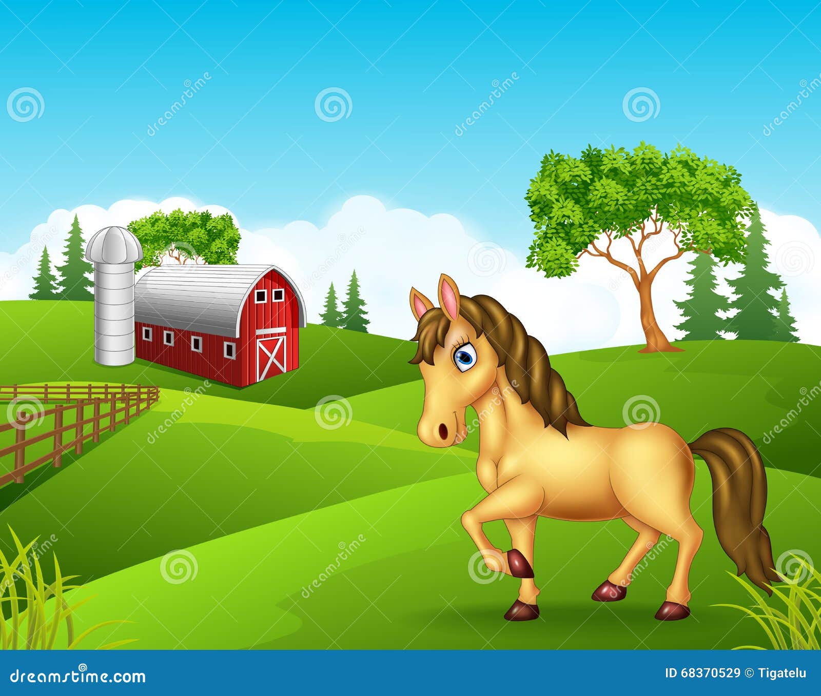 Cartoon horse in the farm stock vector. Illustration of equestrian ...