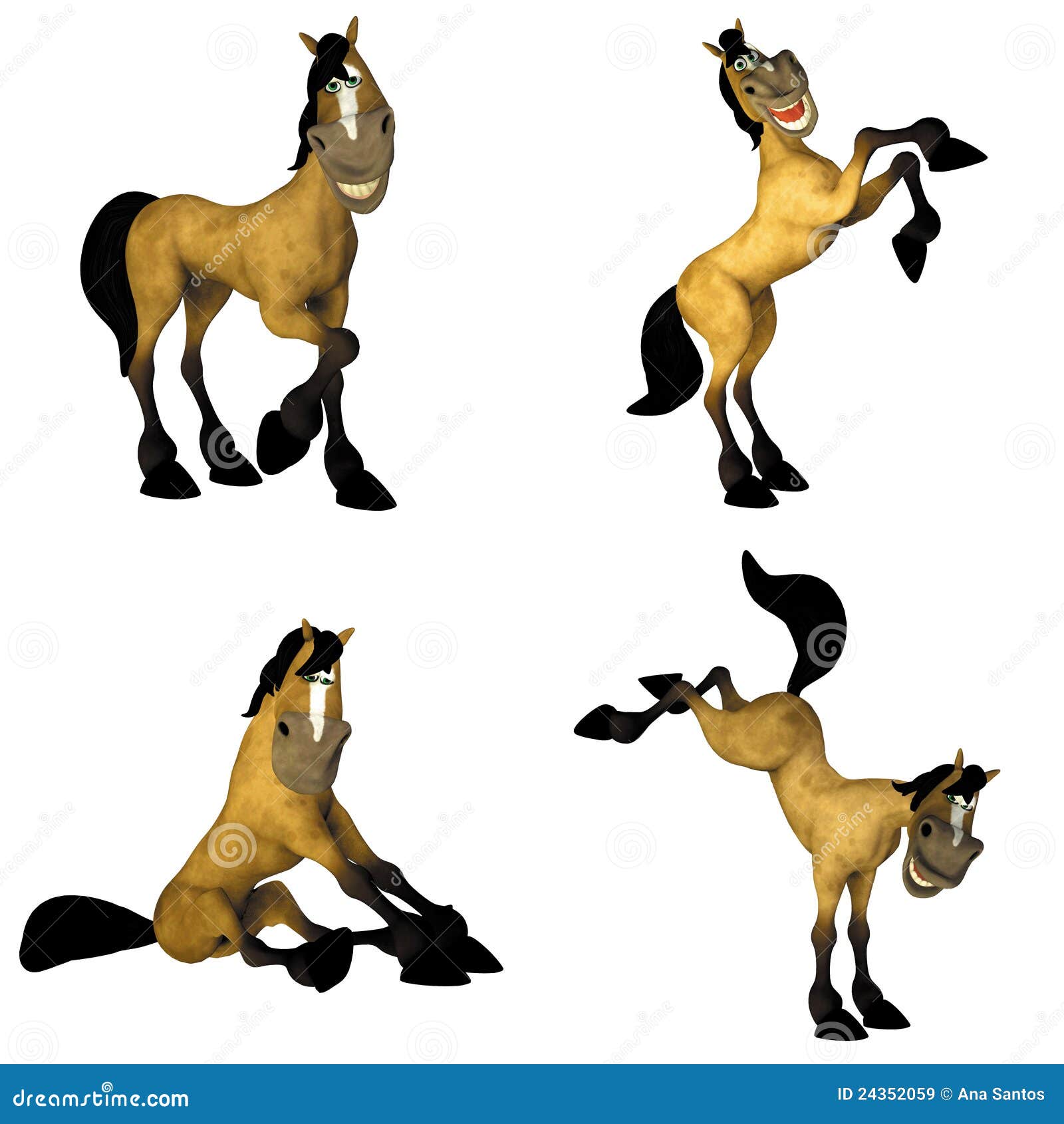Cartoon Horse Pack stock illustration. Illustration of render - 24352059
