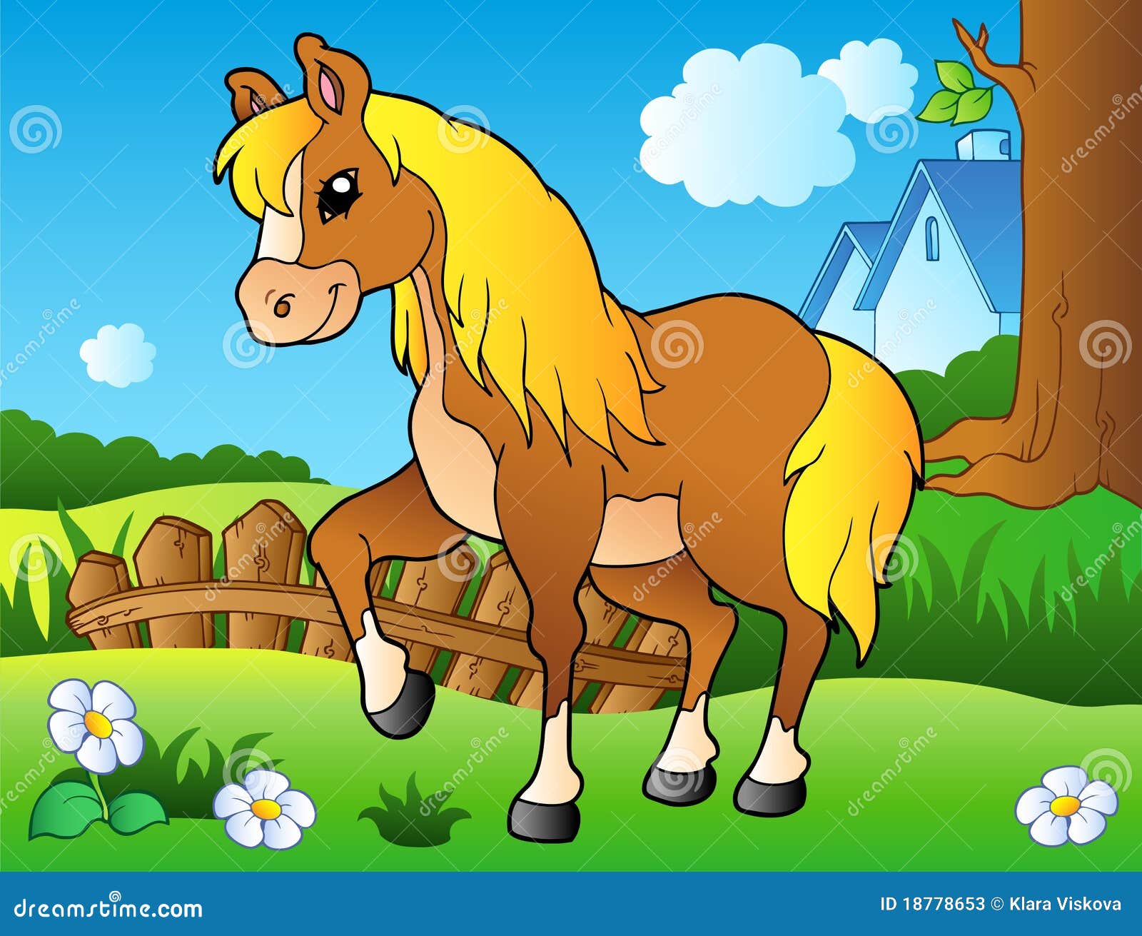 Cartoon Horse Spring Meadow Stock Illustrations – 283 Cartoon Horse ...
