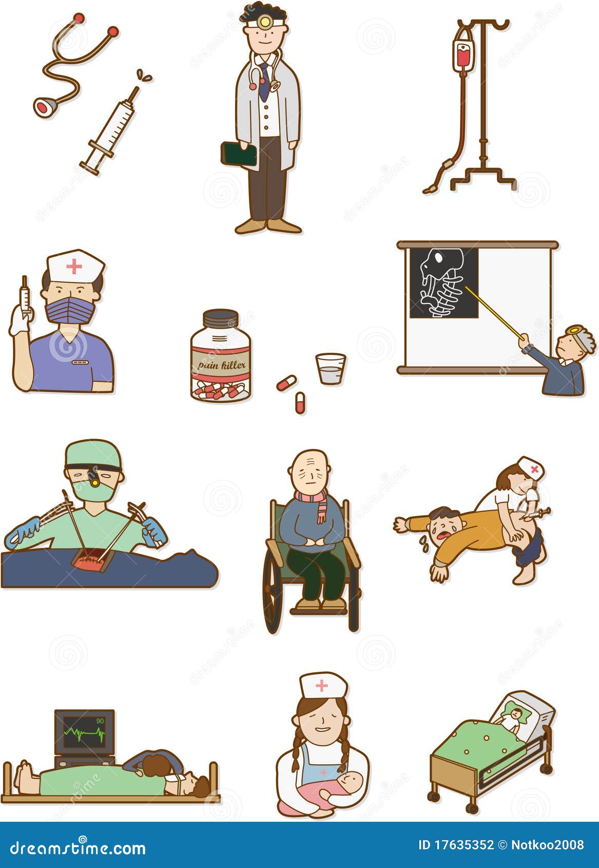 Cartoon Hospital Corridor Interior With Reception Desk And Elevator ...