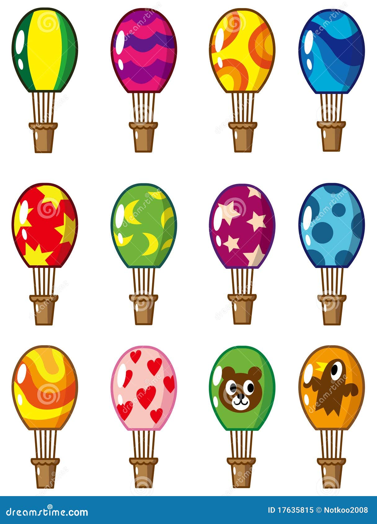 Cartoon Hot Air Balloon Icon Stock Vector - Illustration of element ...