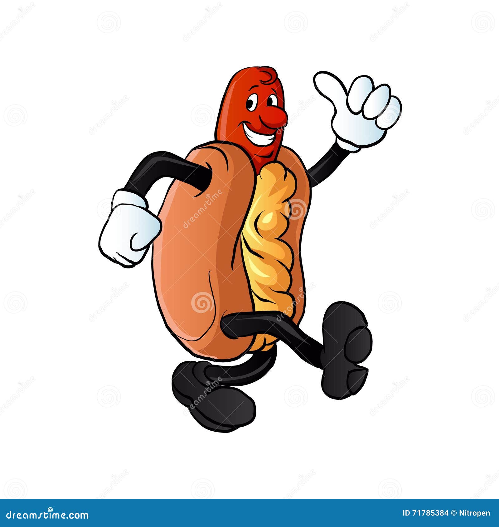 Cartoon hot dog man stock vector. Illustration of frank - 71785384