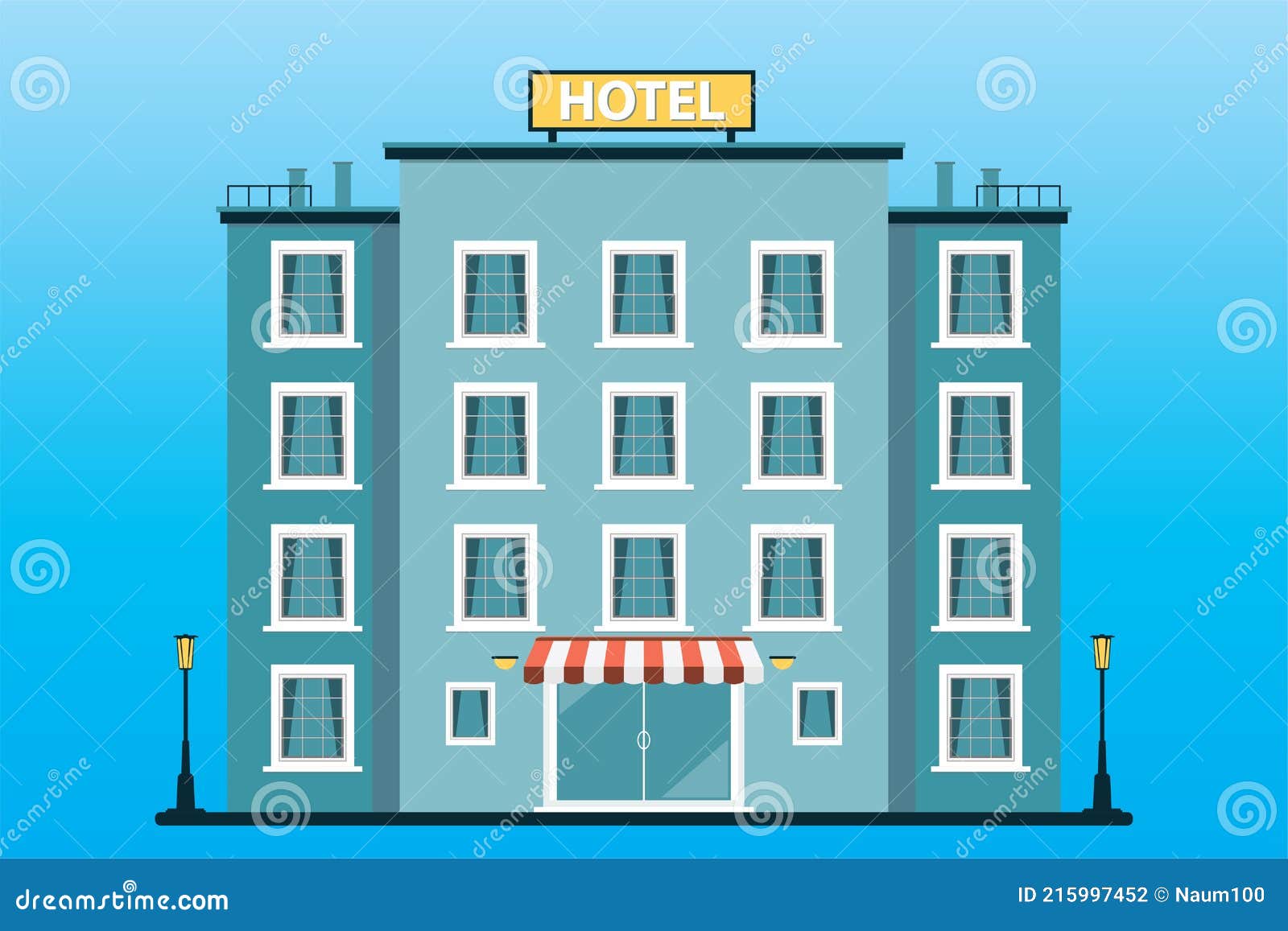 Cartoon Hotel Building. Building Exterior View Stock Vector ...