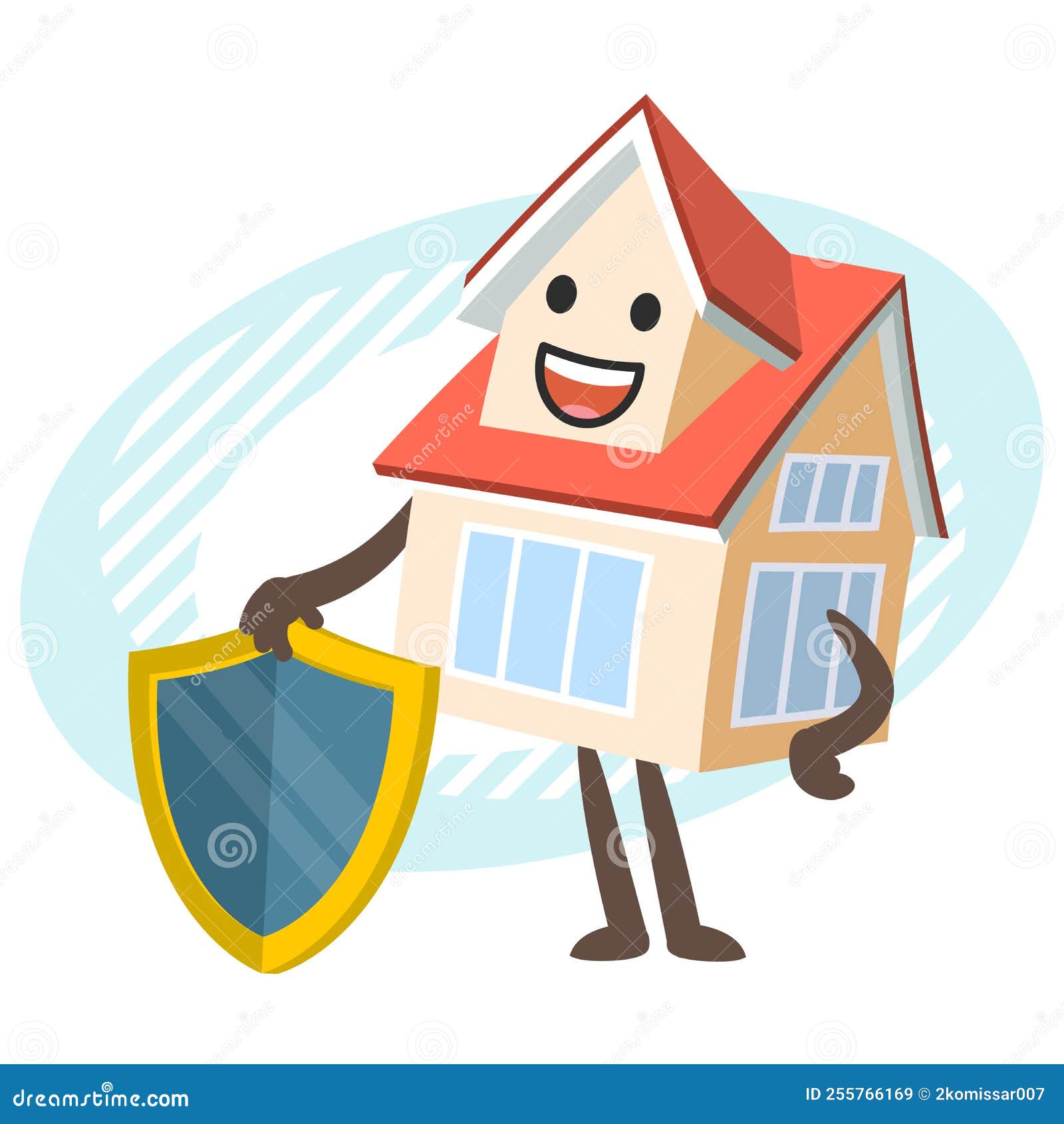 Cartoon House Card Character with a Shield Stock Vector - Illustration ...