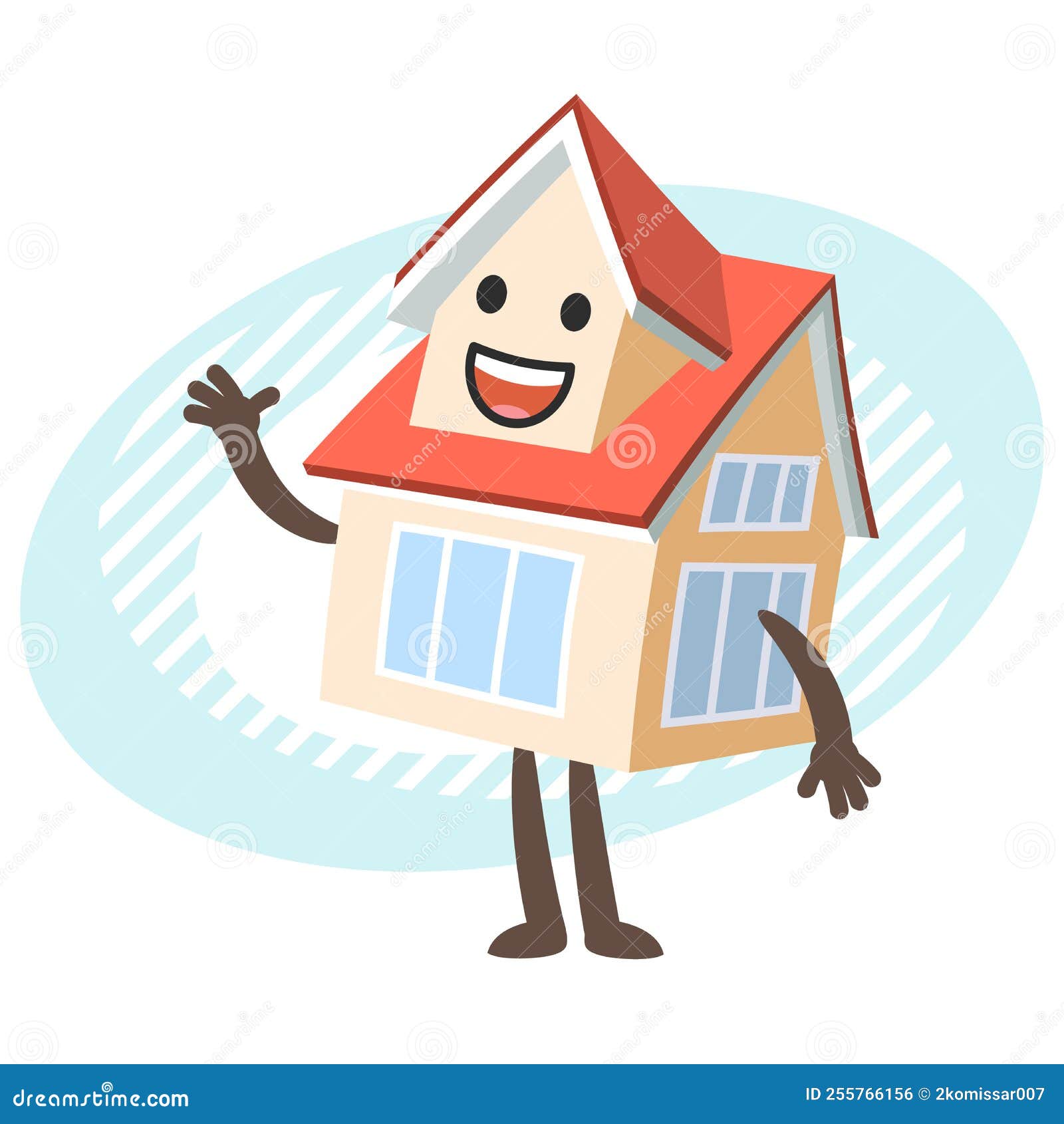 Cartoon House Character Greeting Stock Vector - Illustration of home ...
