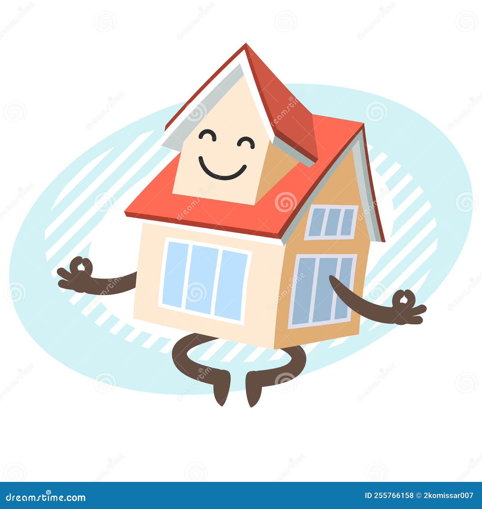 Cartoon House Character in a Meditative Pose Stock Vector ...