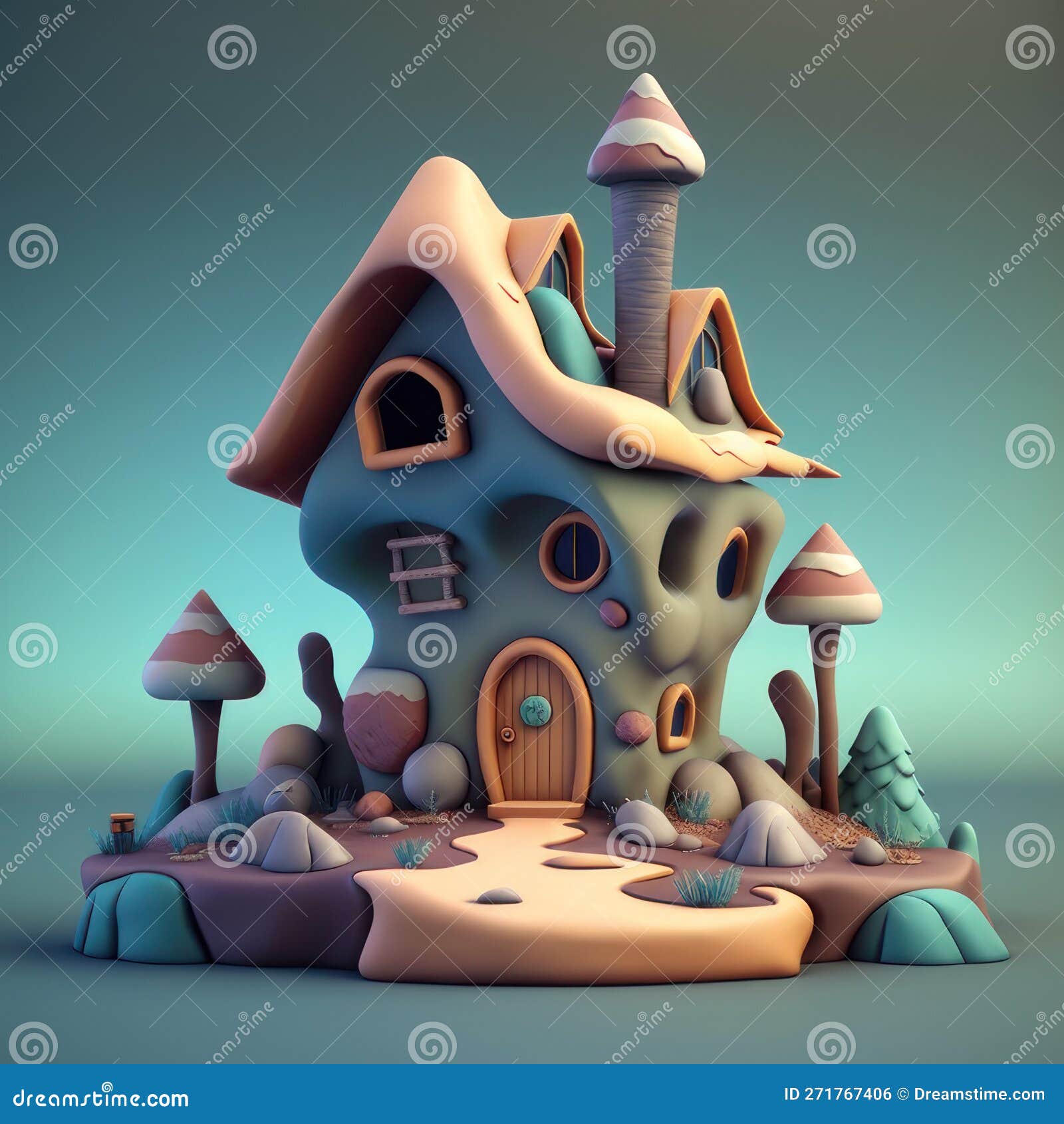 Cartoon House, 3d. AI Generative Stock Illustration - Illustration of ...