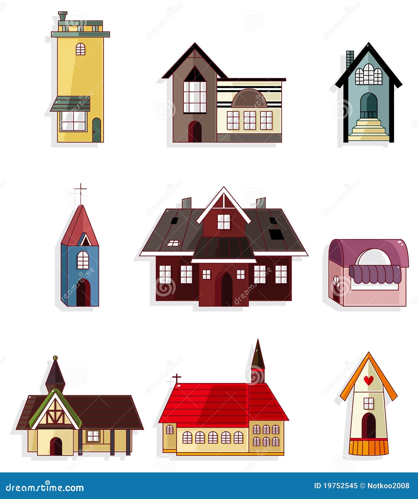 Cartoon house icon set stock vector. Illustration of collection - 19752545