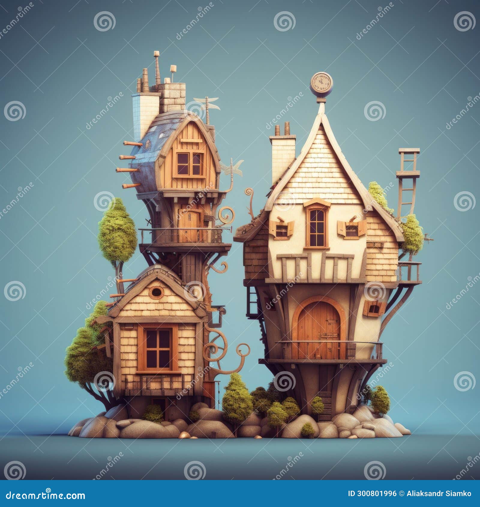 A cartoon house on rocks stock illustration. Illustration of outdoor ...
