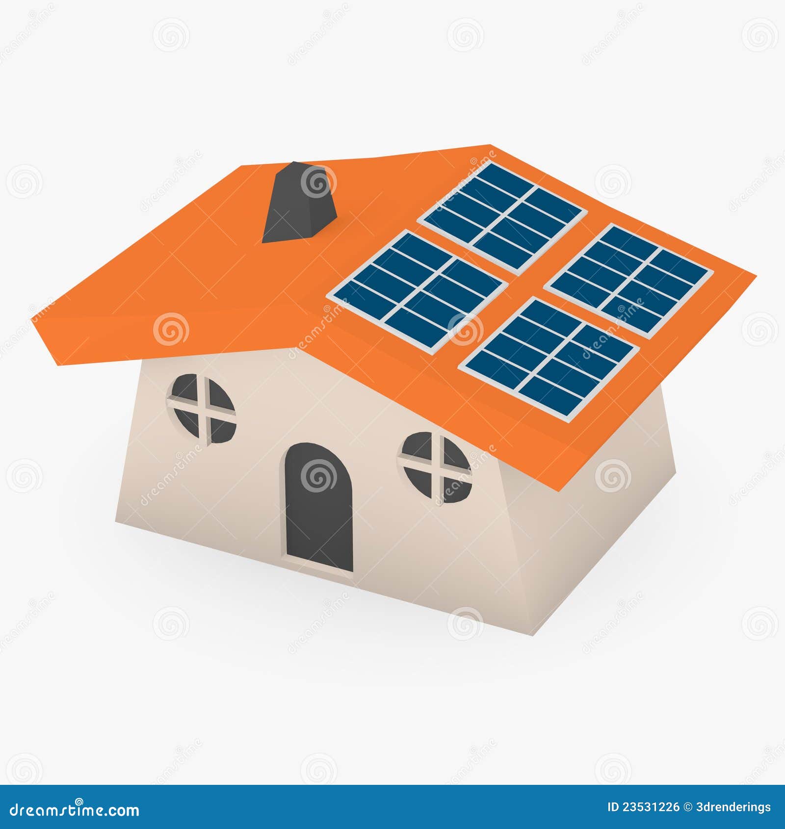 Cartoon House with Solar Panels17 Stock Illustration - Illustration of ...