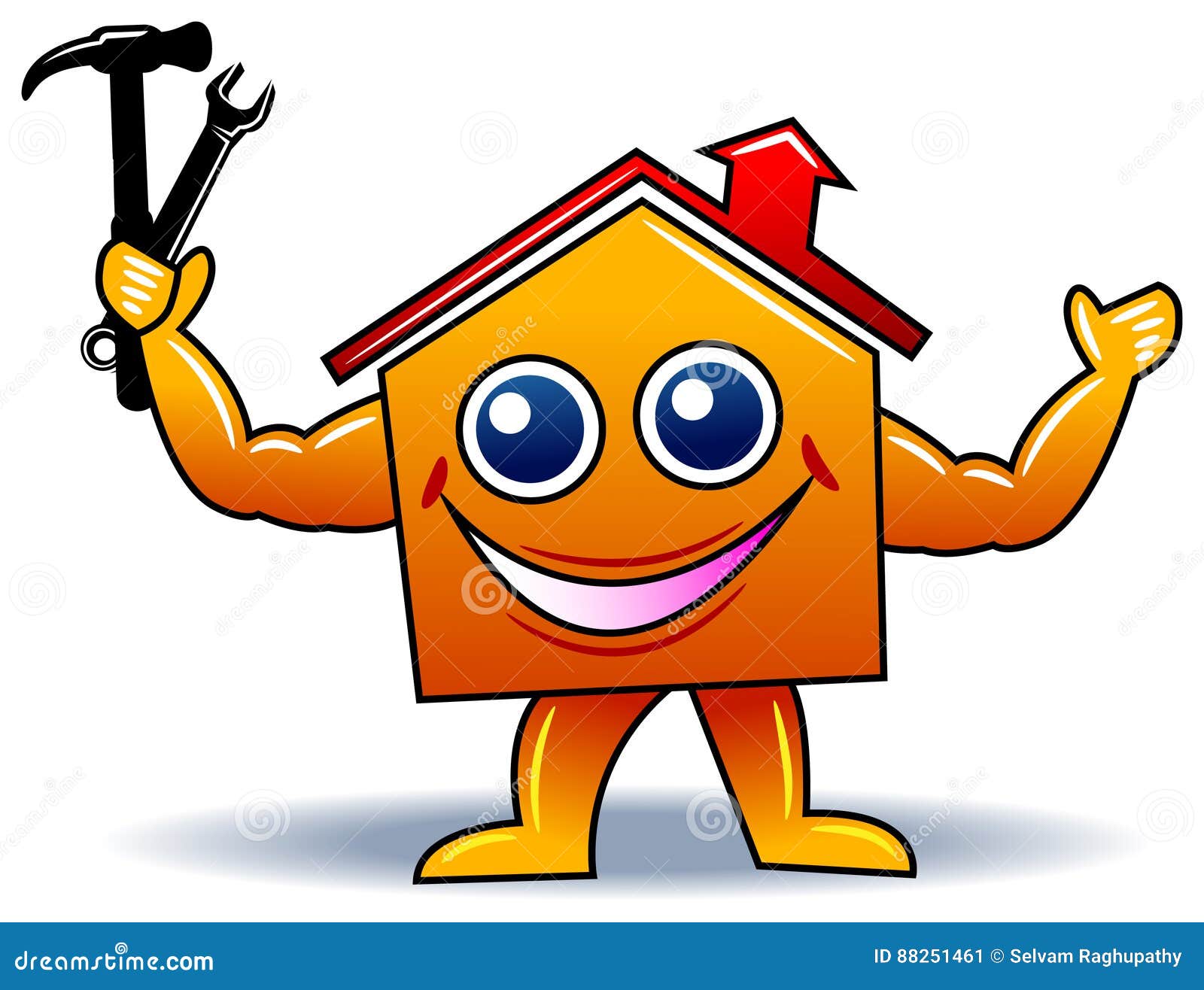 Cartoon house with tools stock vector. Illustration of resource - 88251461