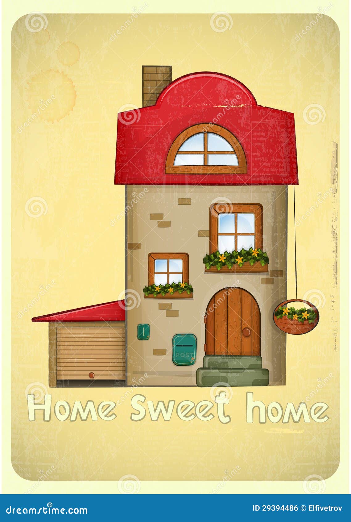 Cartoon Houses Postcard stock vector. Illustration of sweet - 29394486