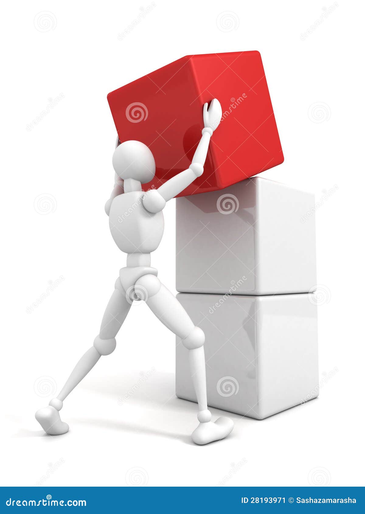 Cartoon Human Character Person with Cubes Tower Stock Illustration ...