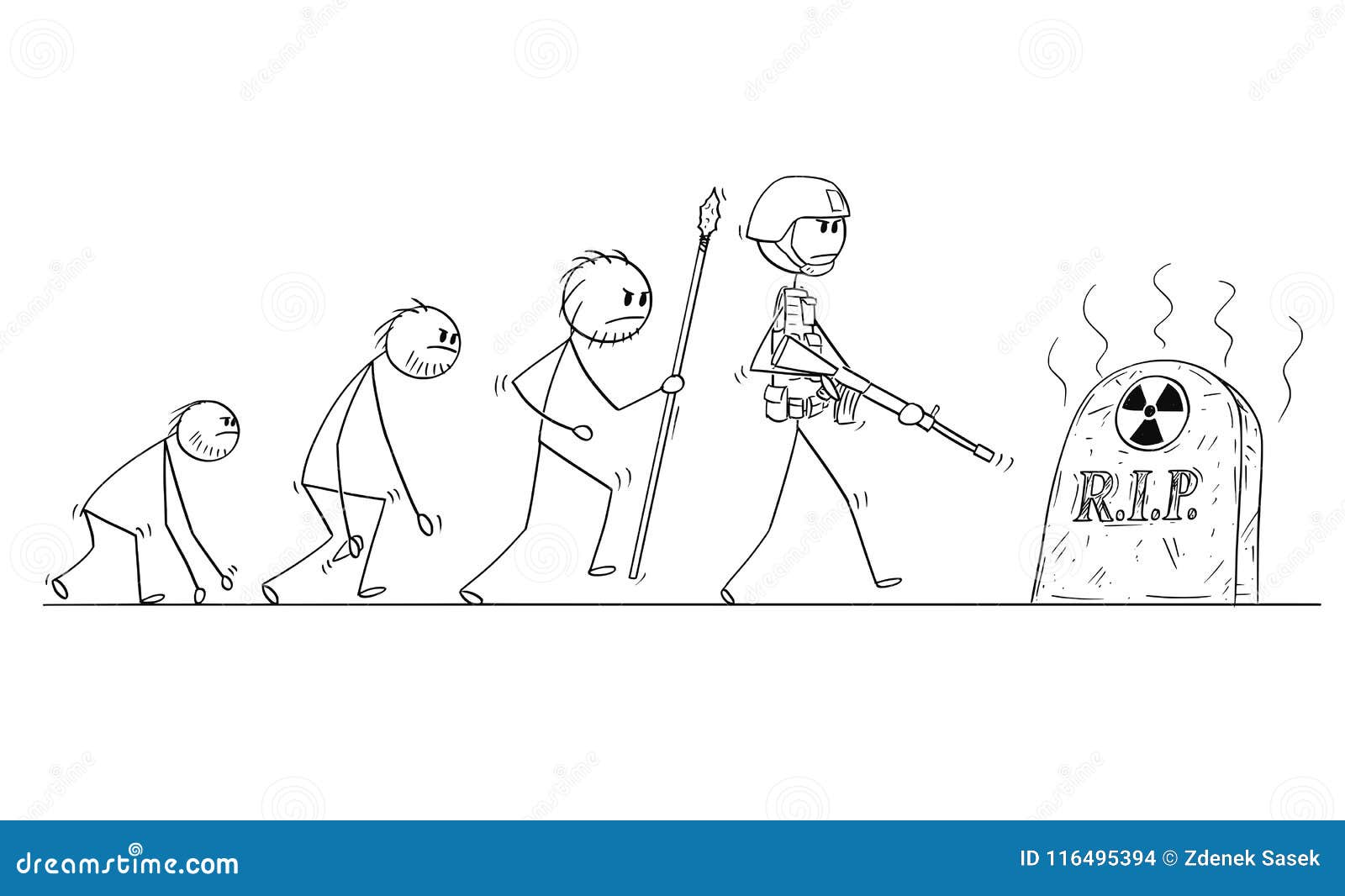 Cartoon of Human Evolution Process Progress, without Modern Human ...