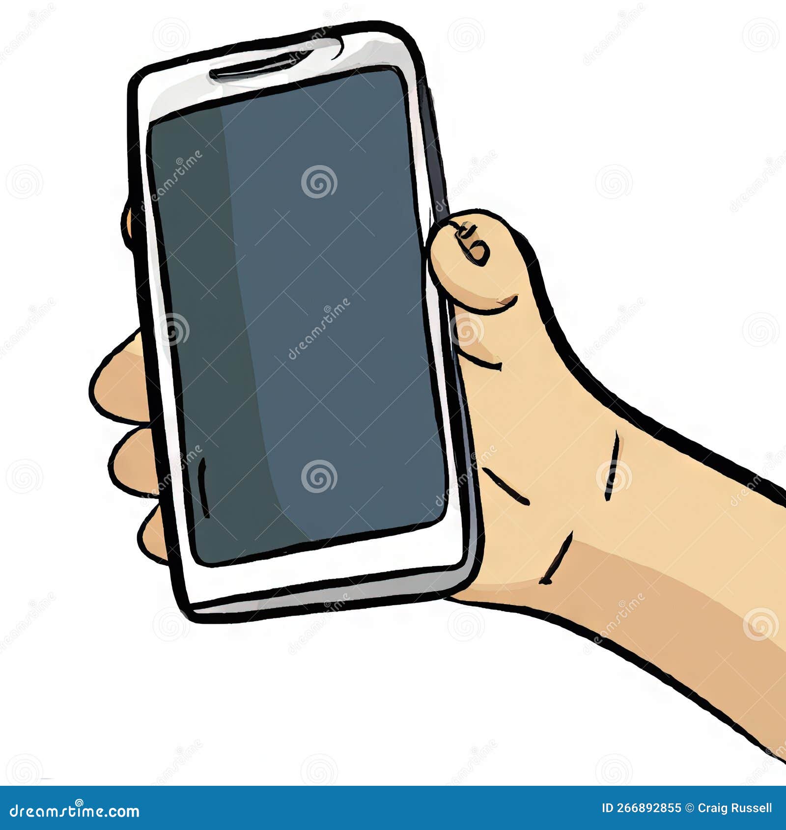 Cartoon of a Human Hand Holding a Mobile Phone Stock Illustration ...