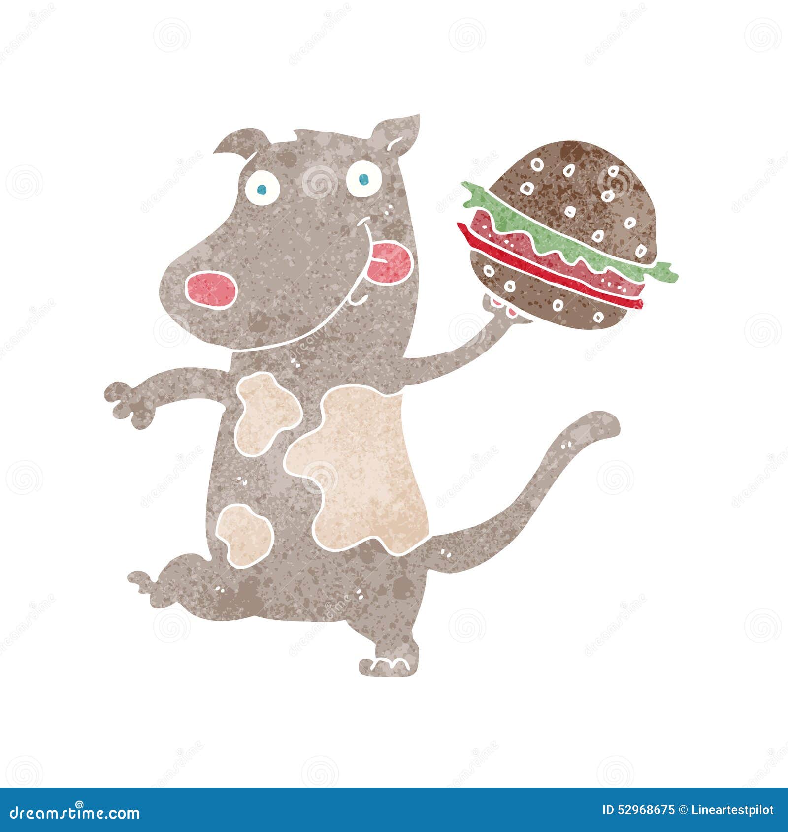 Cartoon Hungry Dog with Burger Stock Illustration - Illustration of ...