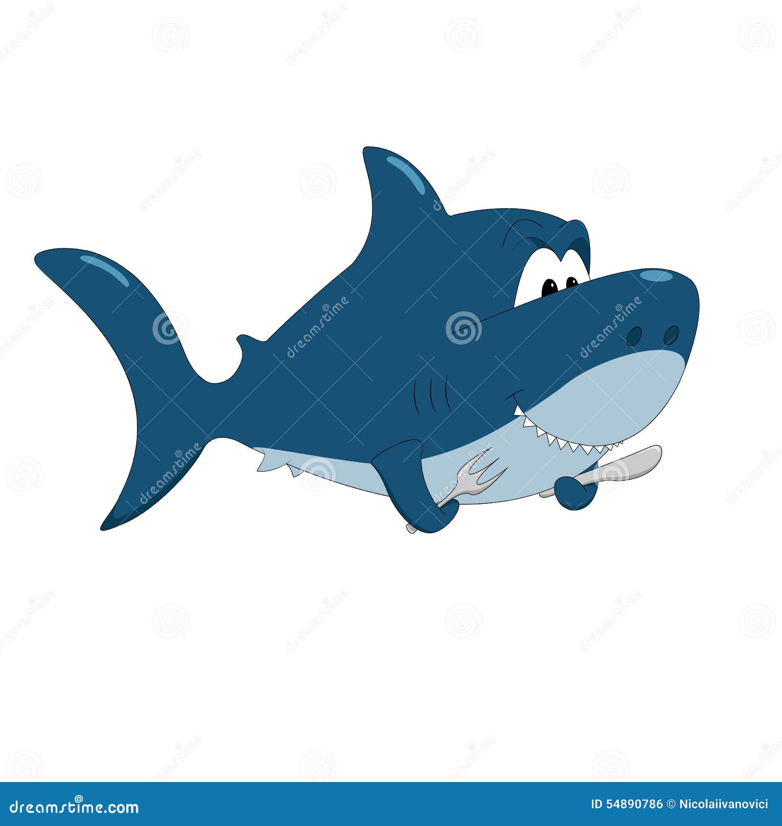 Cartoon hungry shark stock vector. Illustration of marine - 54890786