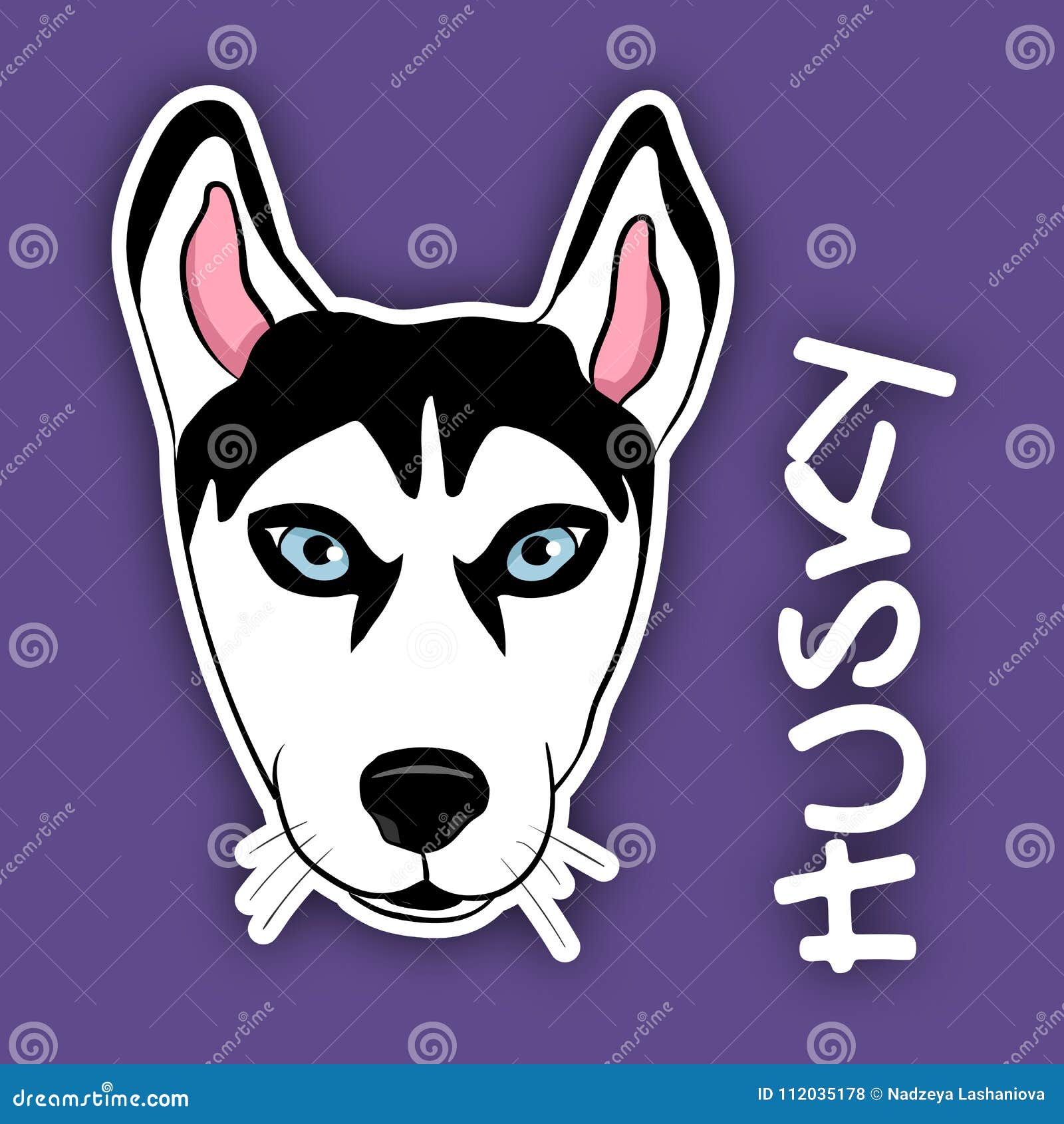 Cartoon Husky Face Sticker in Vector EPS10 Stock Vector - Illustration ...