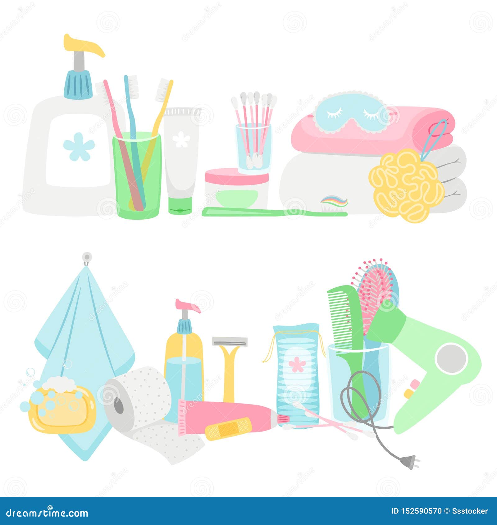 Cartoon Hygiene Objects Coloring Page | CartoonDealer.com #33524597