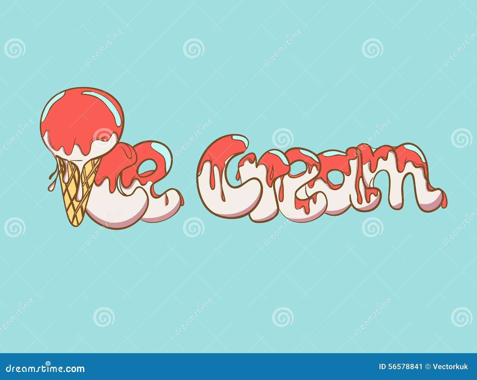 Cartoon ice cream text stock vector. Illustration of backgrounds - 56578841