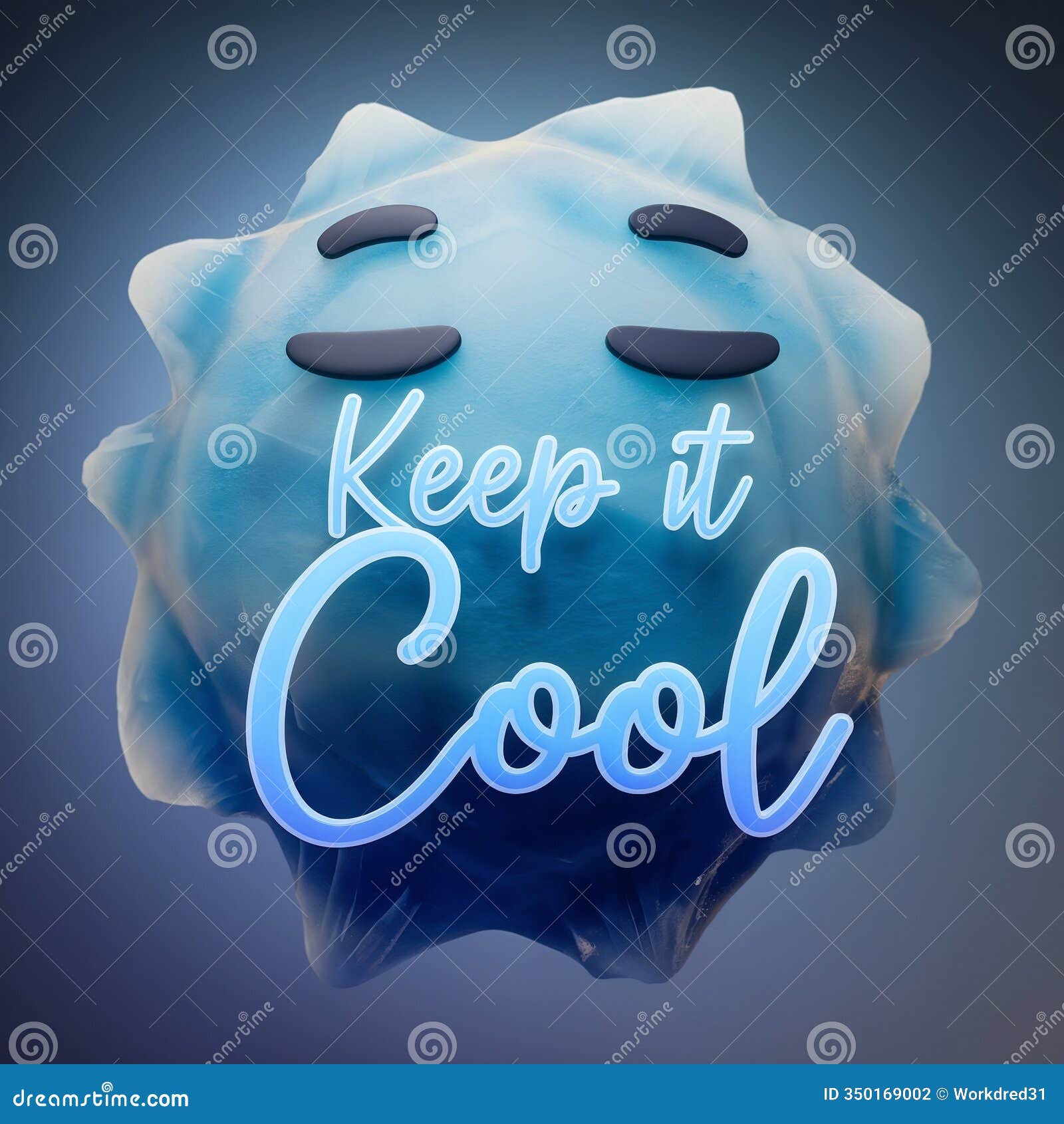 Cartoon Ice Cube with Smiling Face and Keep it Cool Text Stock ...