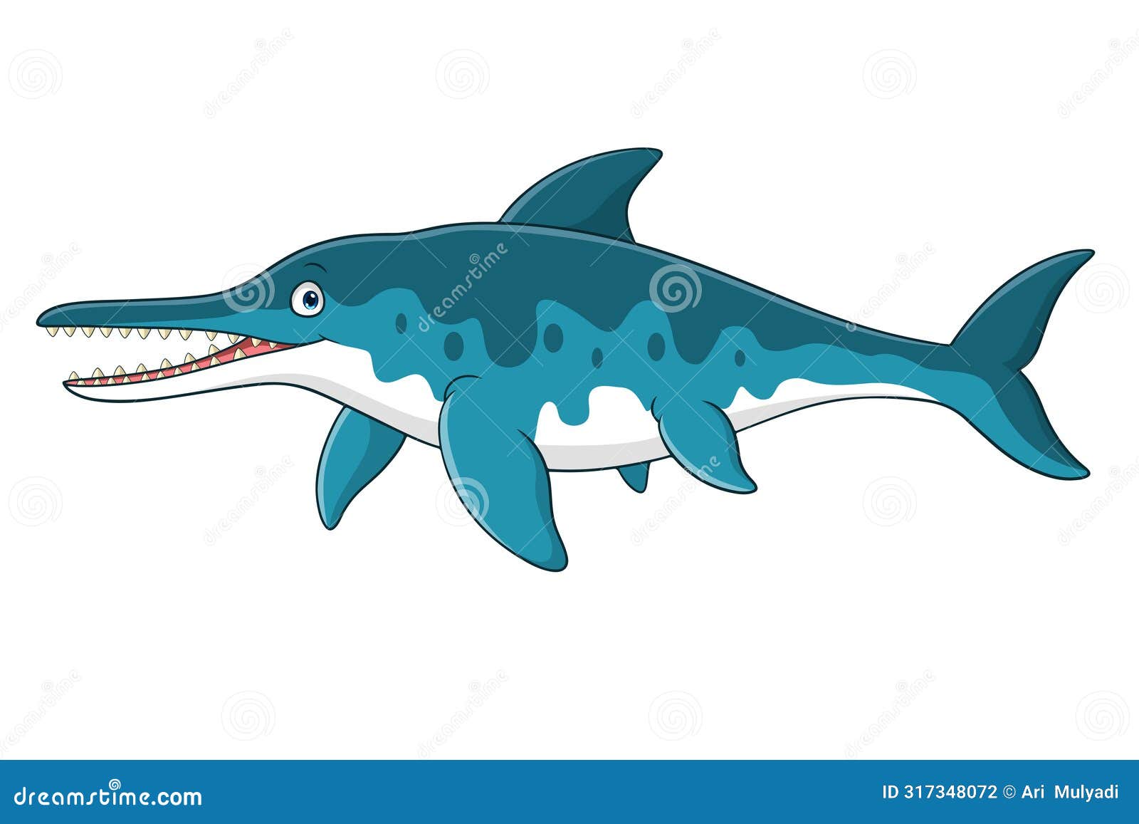 Cartoon Ichthyosaurus on White Background Stock Vector - Illustration ...