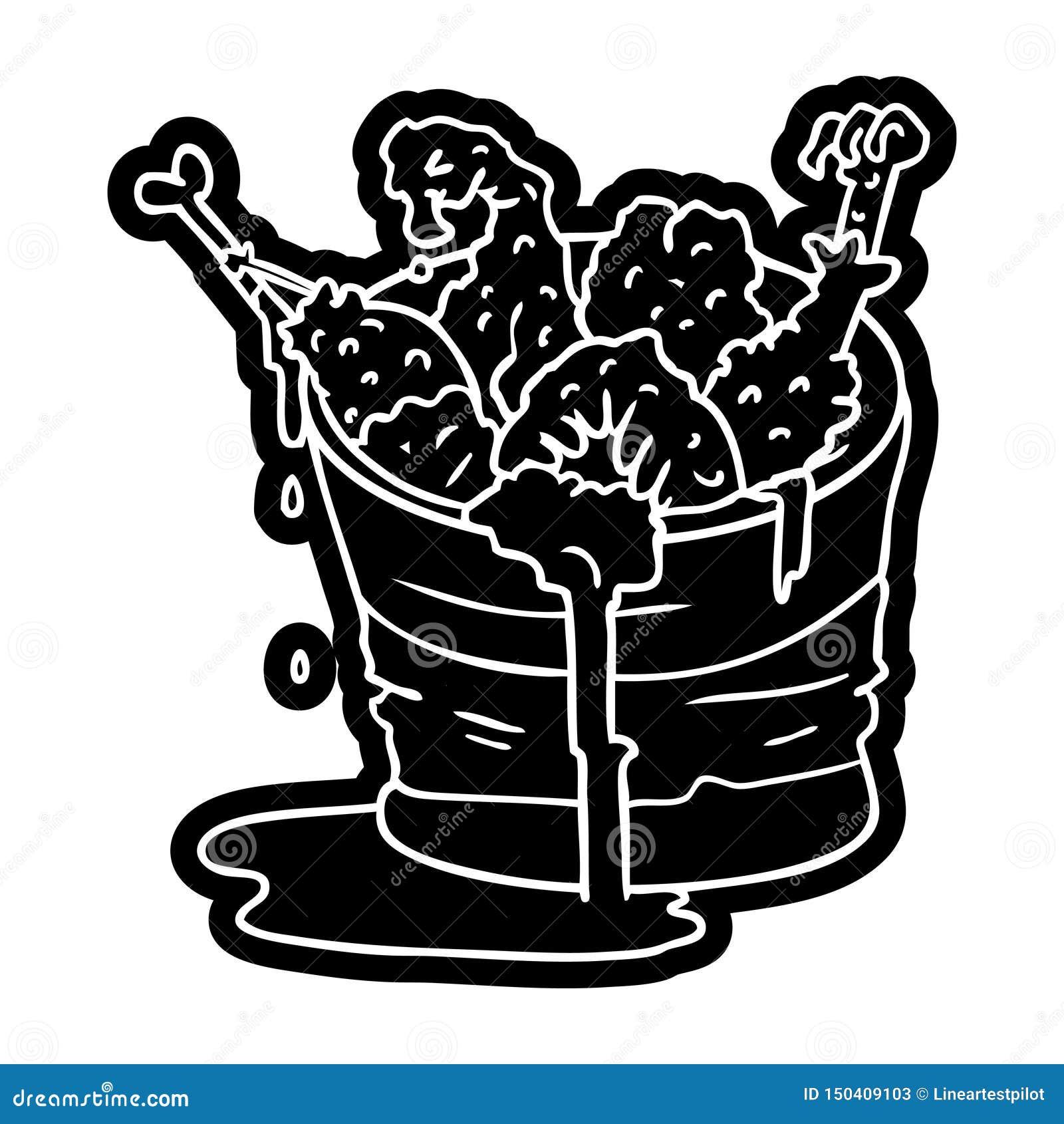 Cartoon Icon Sign Symbol Food Chicken Fried Fast Food Greasy Takeouts ...