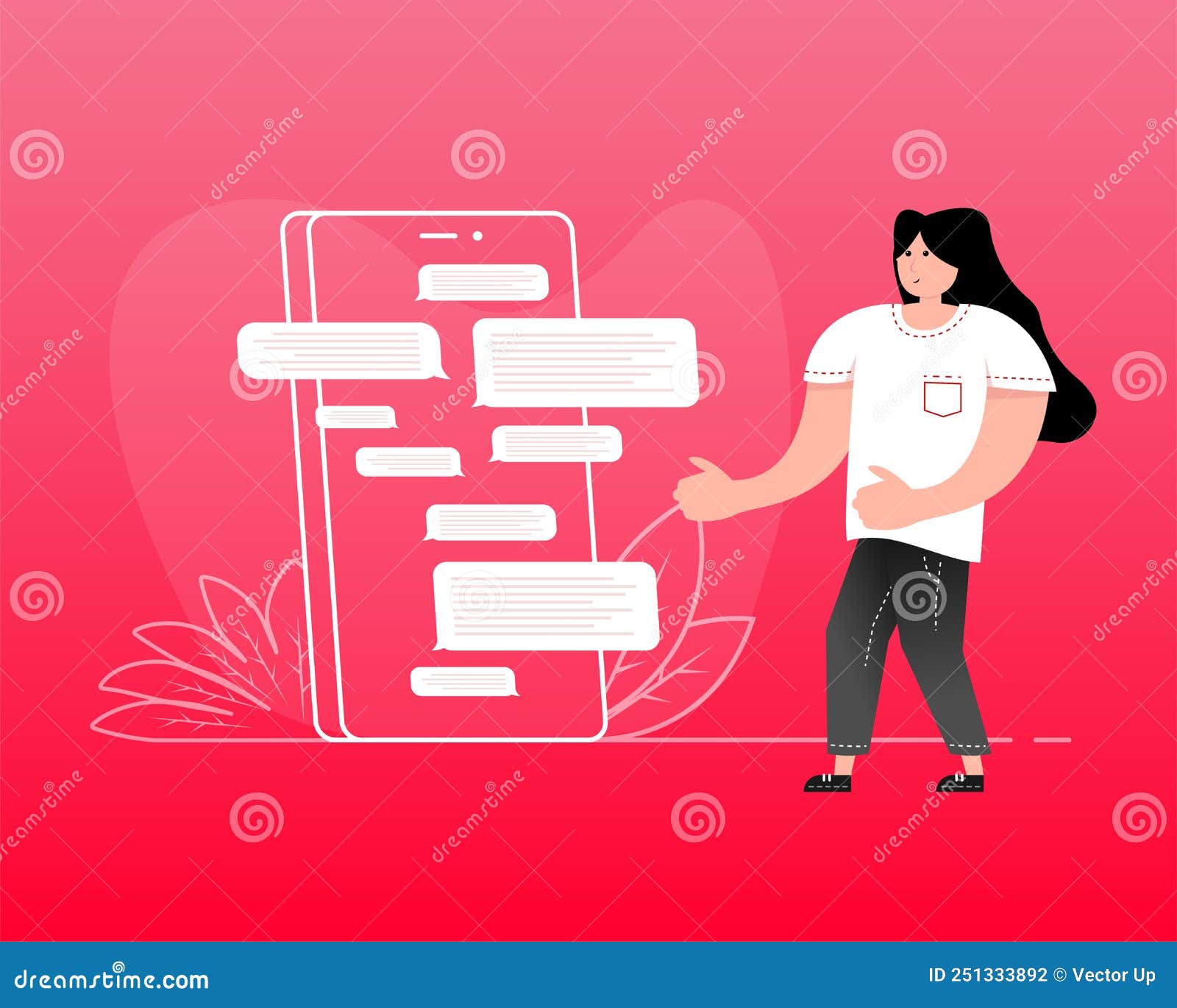 Cartoon Icon with Chat People. Cartoon Flat Vector Illustration Stock ...