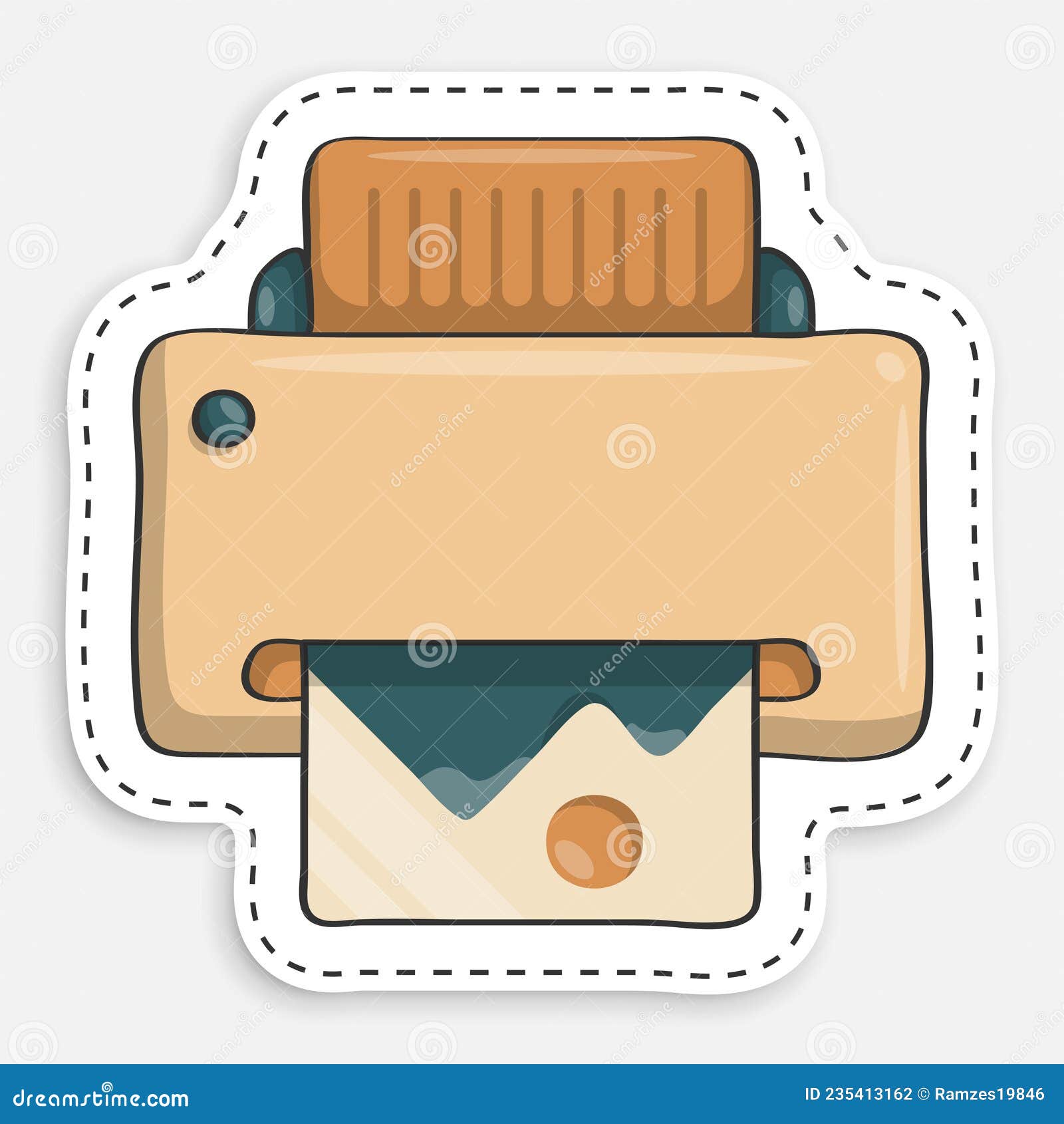 Cartoon Icon Of Doodle Inkjet Printer. Printing Documents In Office ...