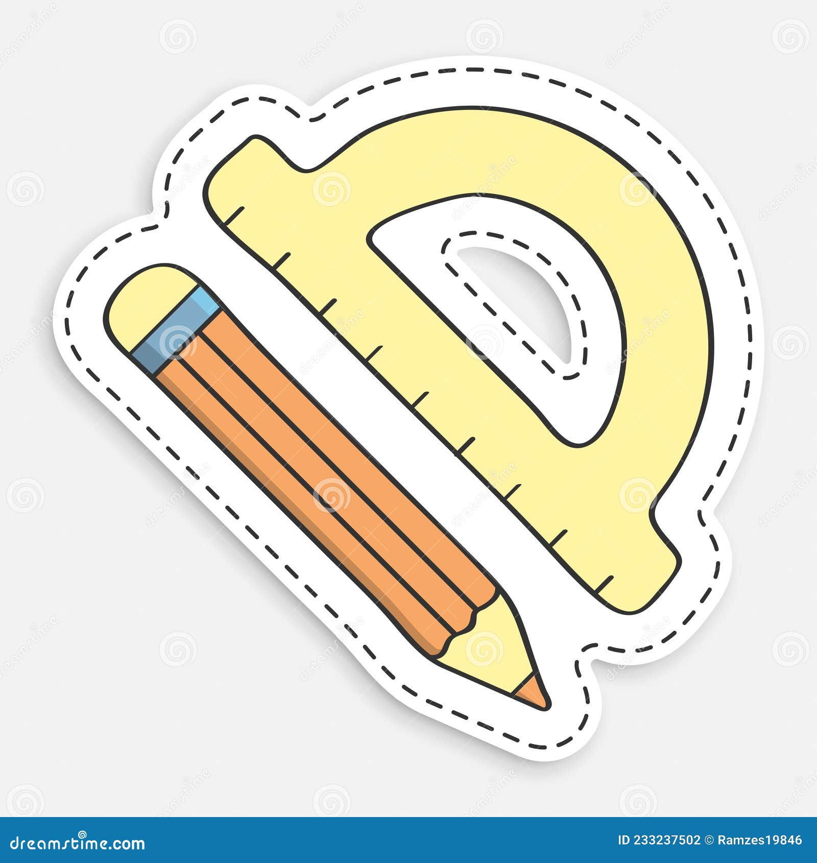 Cartoon Icon of Doodle Pencil and School Protractor, Ruler for ...