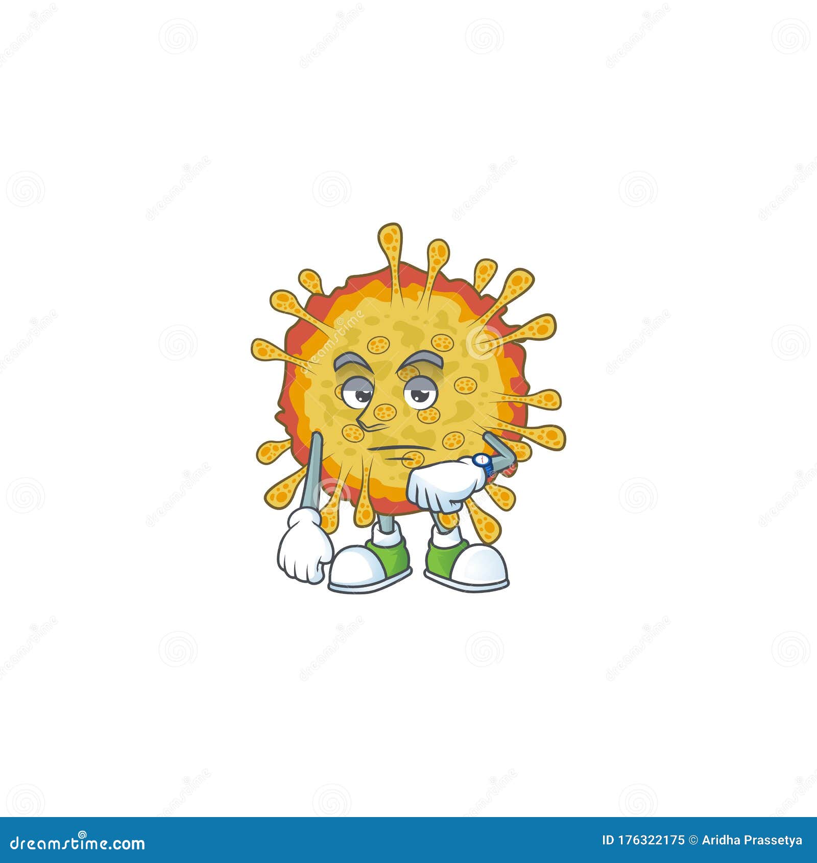 A Cartoon Icon of Outbreaks Coronavirus with Waiting Gesture Stock ...