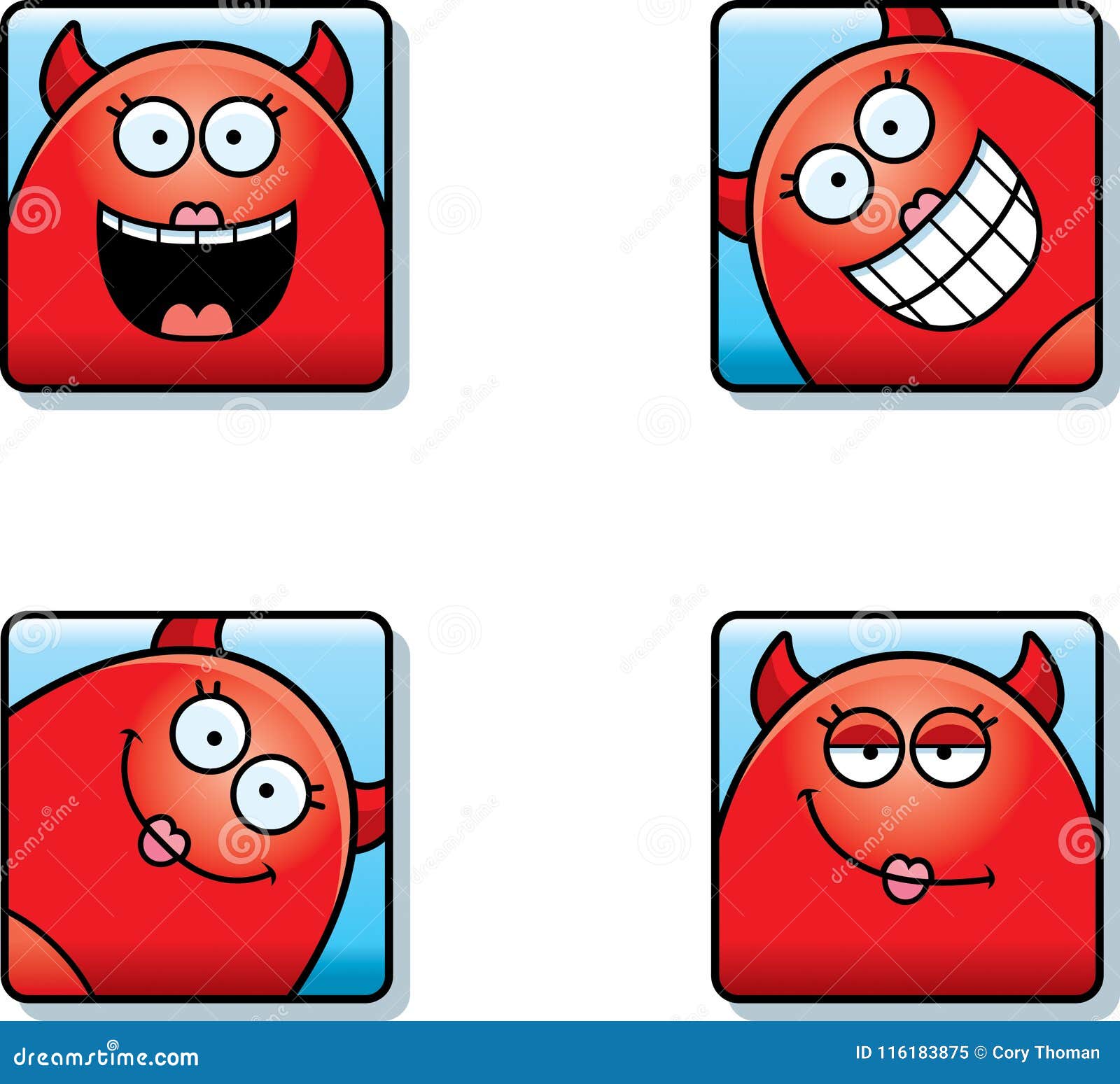 Happy Cartoon Devil Icons stock vector. Illustration of buttons - 116183875