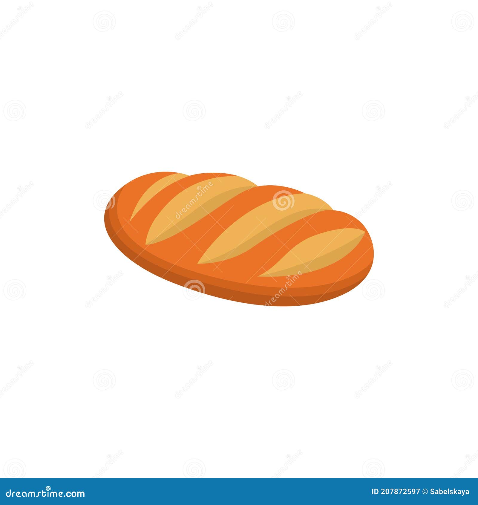 Cartoon Icon of Single Bread Loaf for Bakery Flat Vector Illustration ...