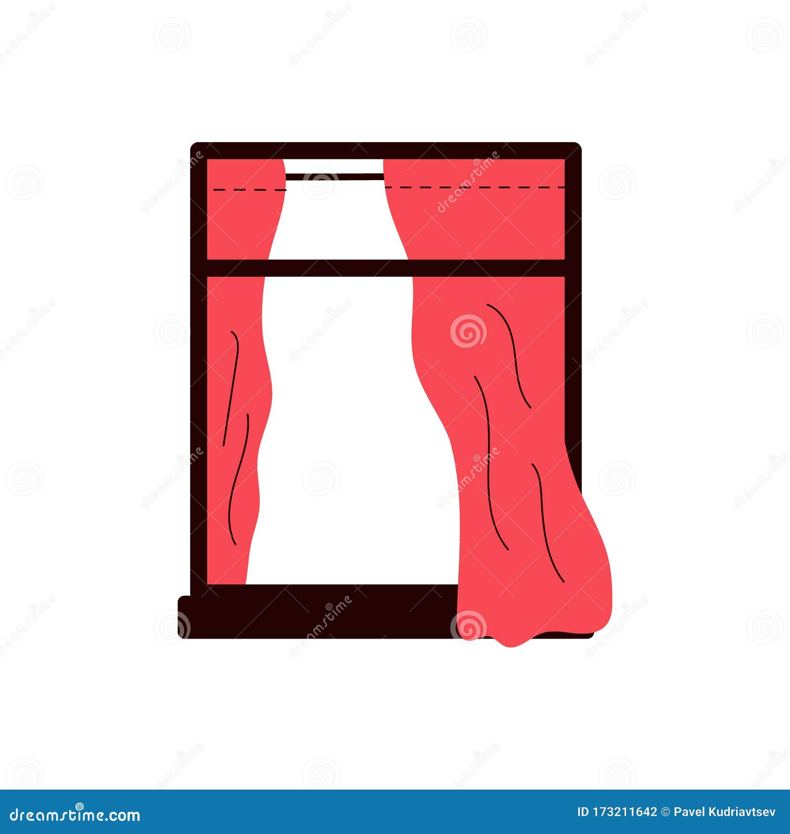 Cartoon Icon of Window Frame with Curtains Sketch Vector Illustration ...
