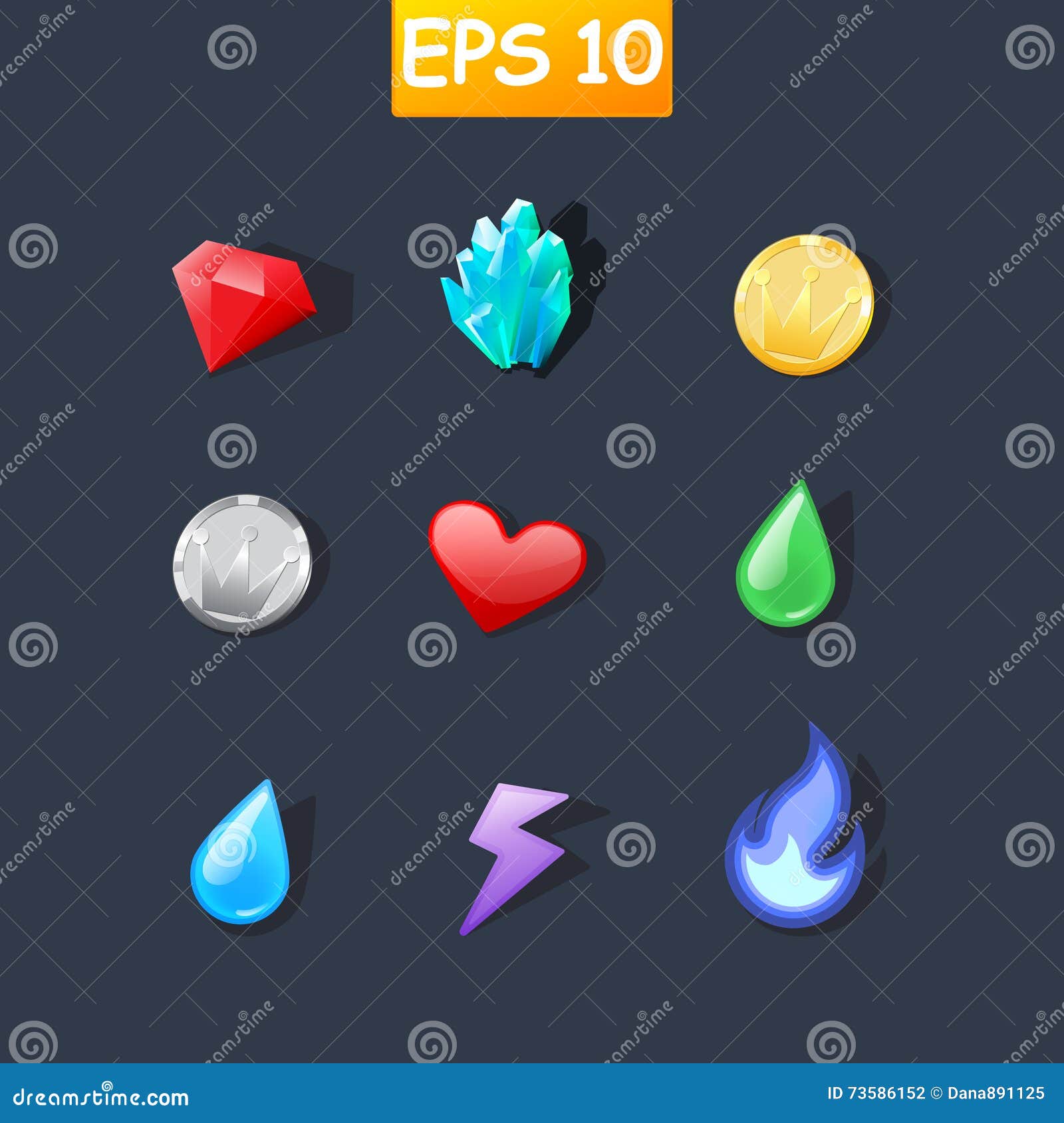 Cartoon Icons for Game User Interface. Stock Illustration ...